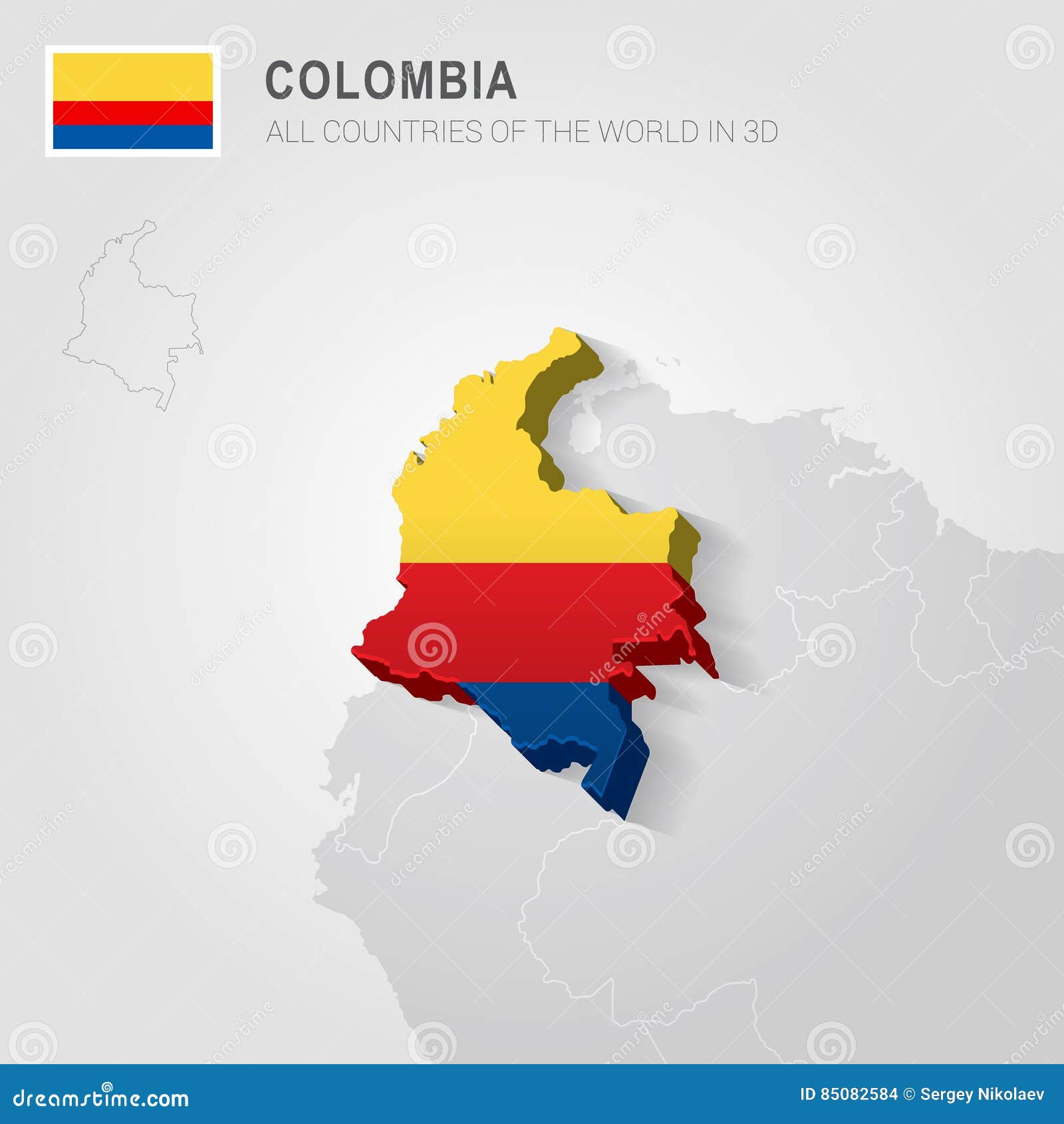Colombia Drawn On Gray Map. Vector Illustration | CartoonDealer.com ...