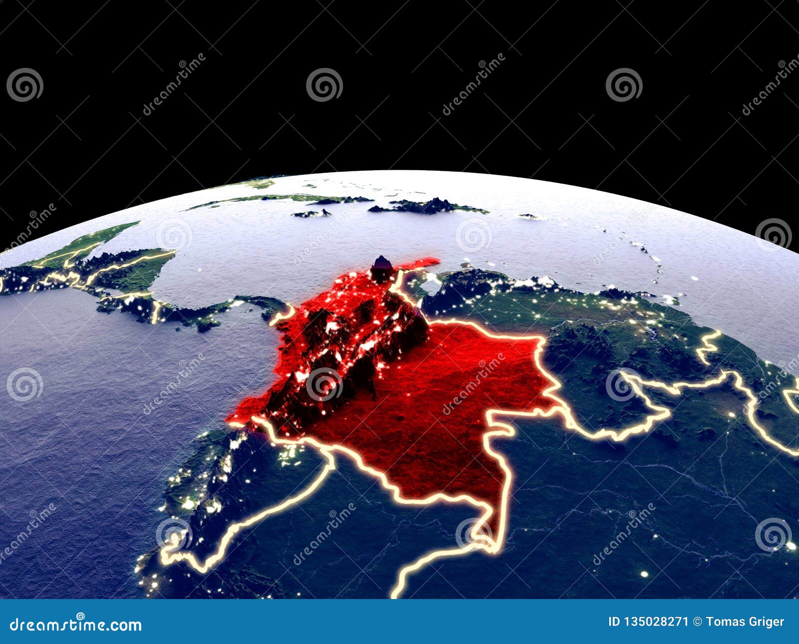 Colombia En La Tierra Del Espacio Stock de ilustración - Ilustración de ...