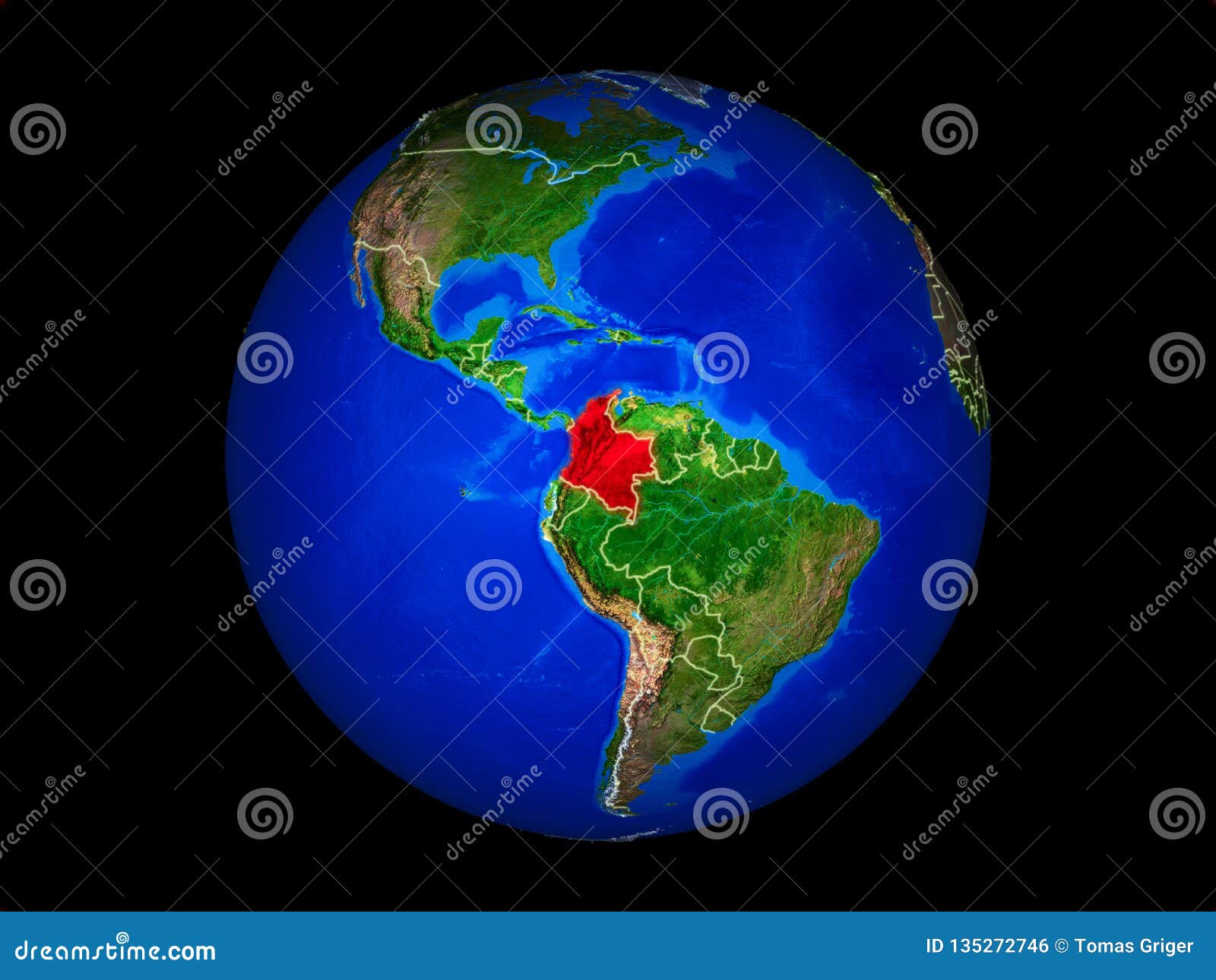 Colombia En La Tierra Del Espacio Stock de ilustración - Ilustración de ...