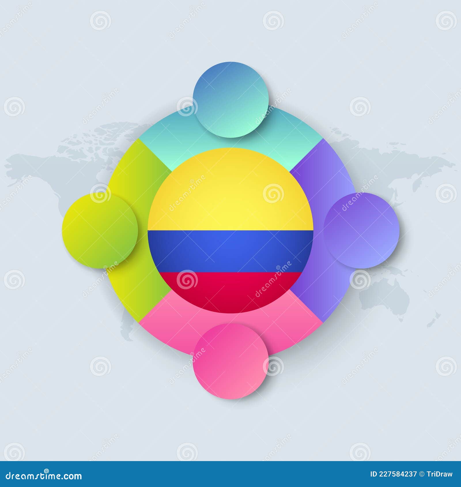 Colombia Flag with Infographic Design Isolated on World Map Stock ...