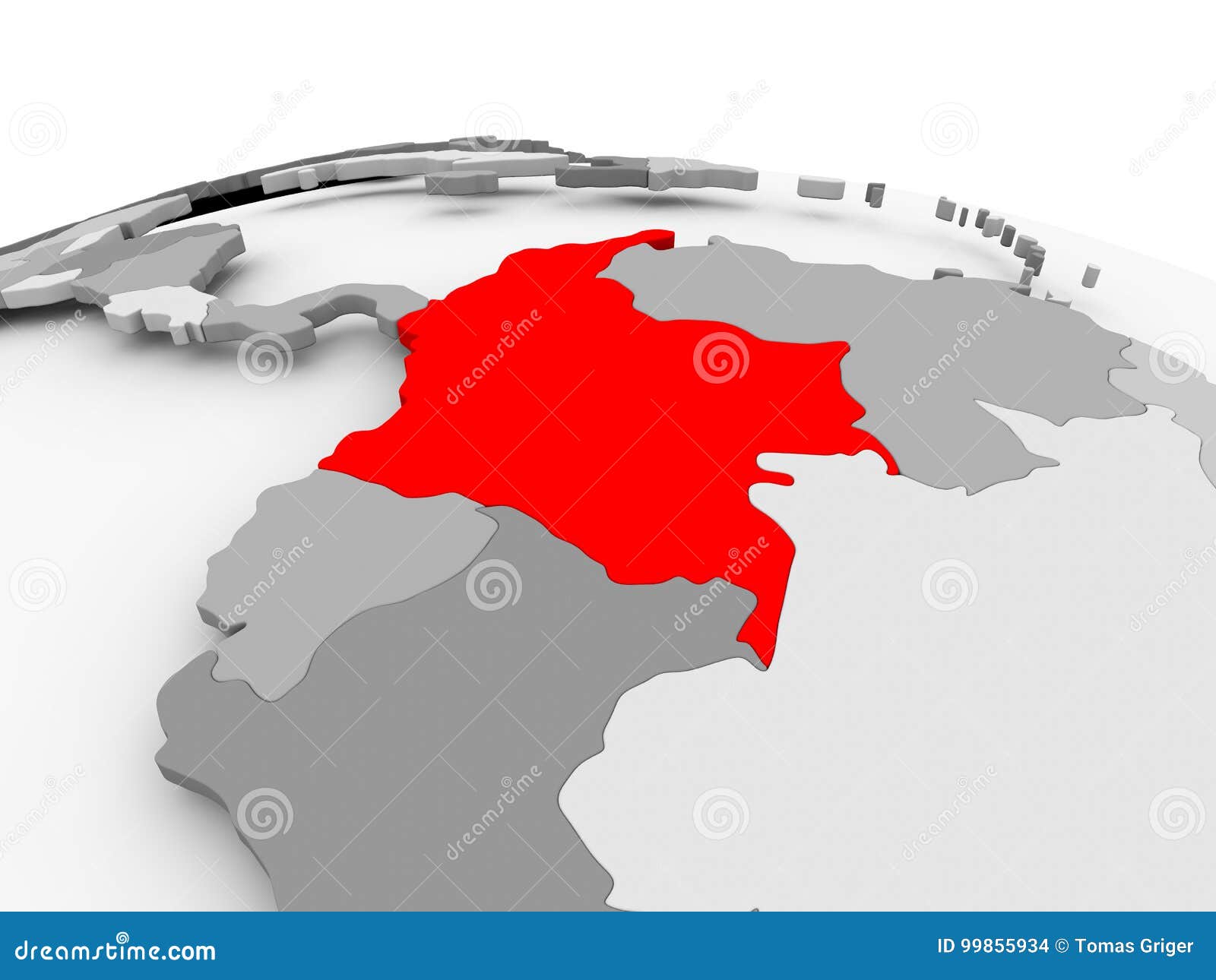 Colombia on grey globe stock illustration. Illustration of globe - 99855934