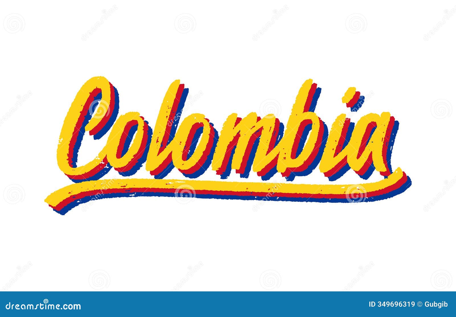 Colombia Hand Lettering with 3d Isometric Effect Stock Illustration ...