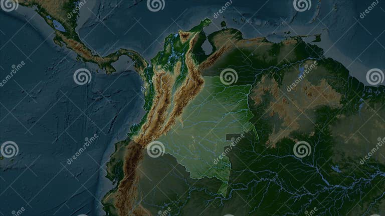 Colombia Highlighted. Physical Stock Illustration - Illustration of ...