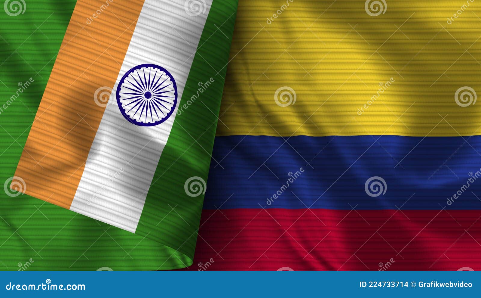 Colombia and India Realistic Flag â€“ Fabric Texture Illustration Stock ...