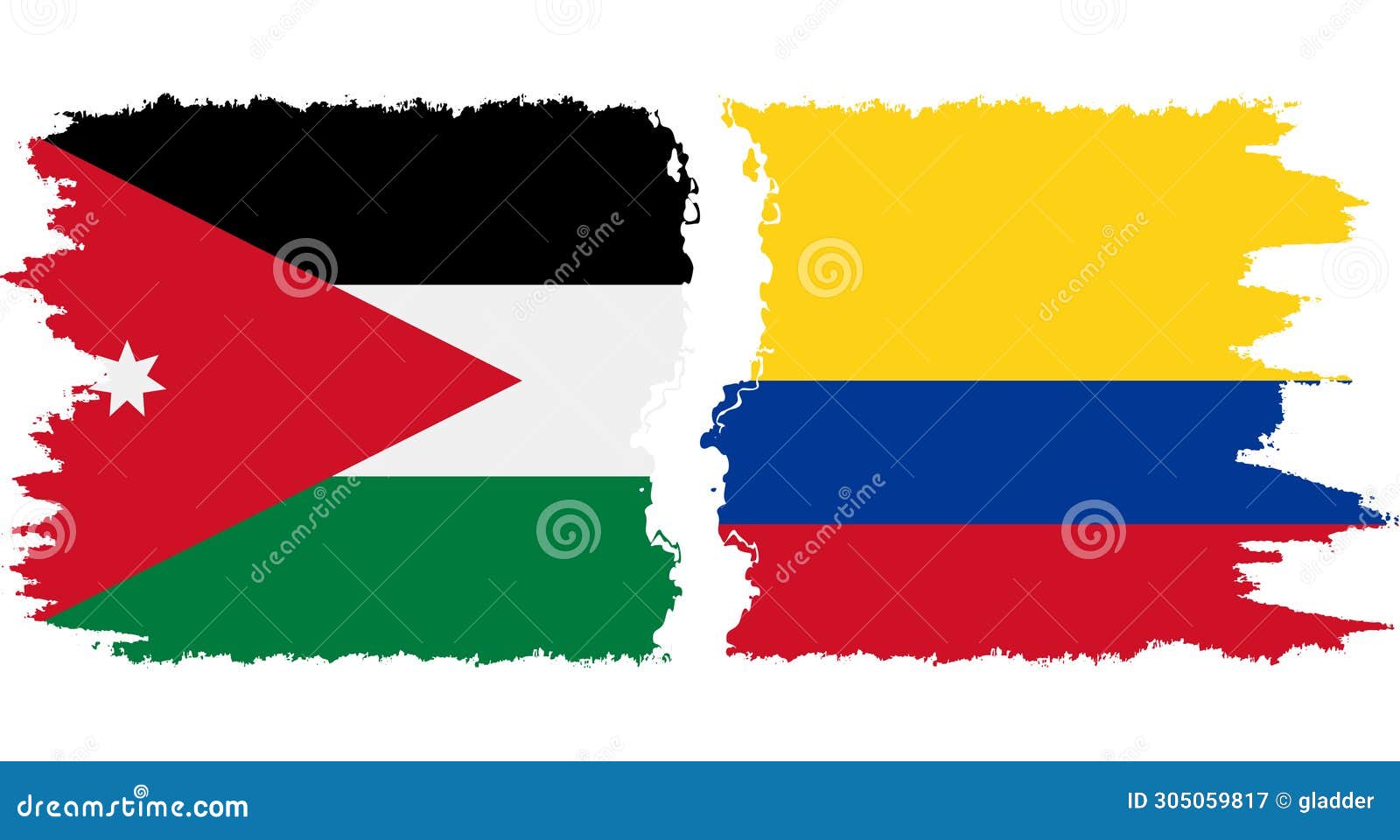Colombia and Jordan Grunge Flags Connection Vector Stock Vector ...