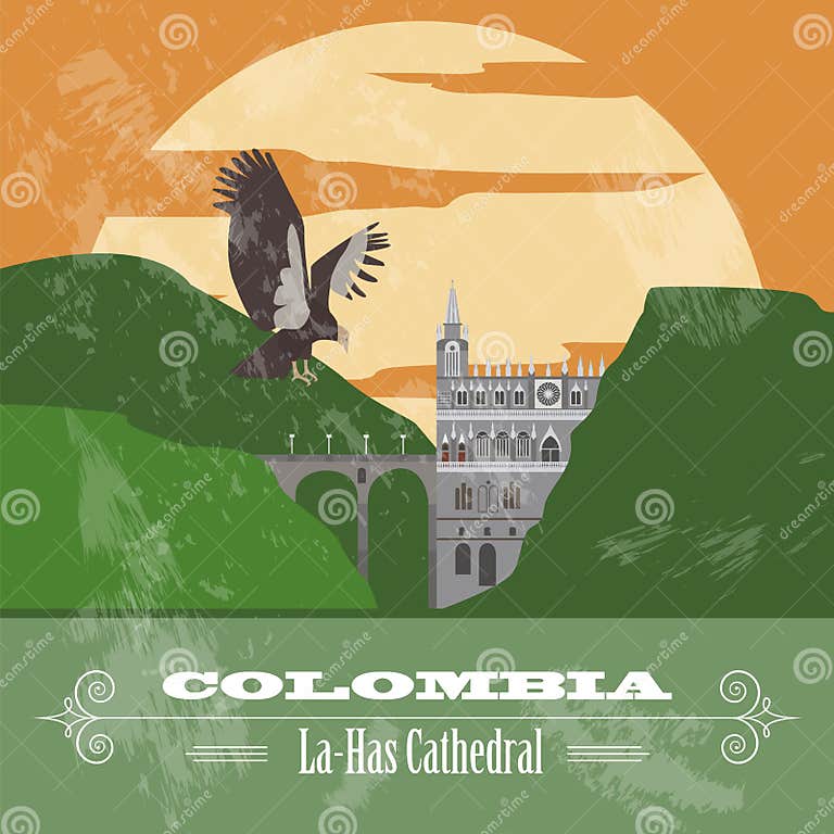 Colombia Landmarks. Retro Styled Image Stock Vector - Illustration of ...