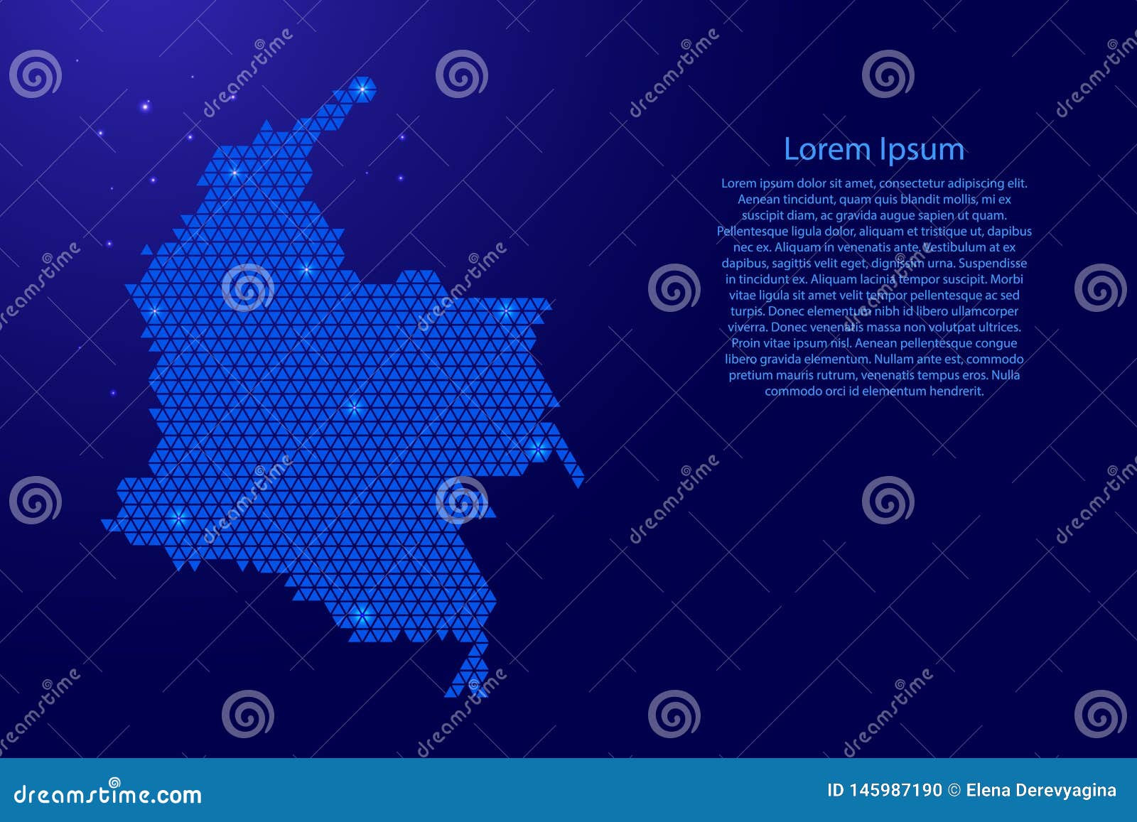Colombia Map Map Abstract Schematic from Blue Triangles Repeating ...