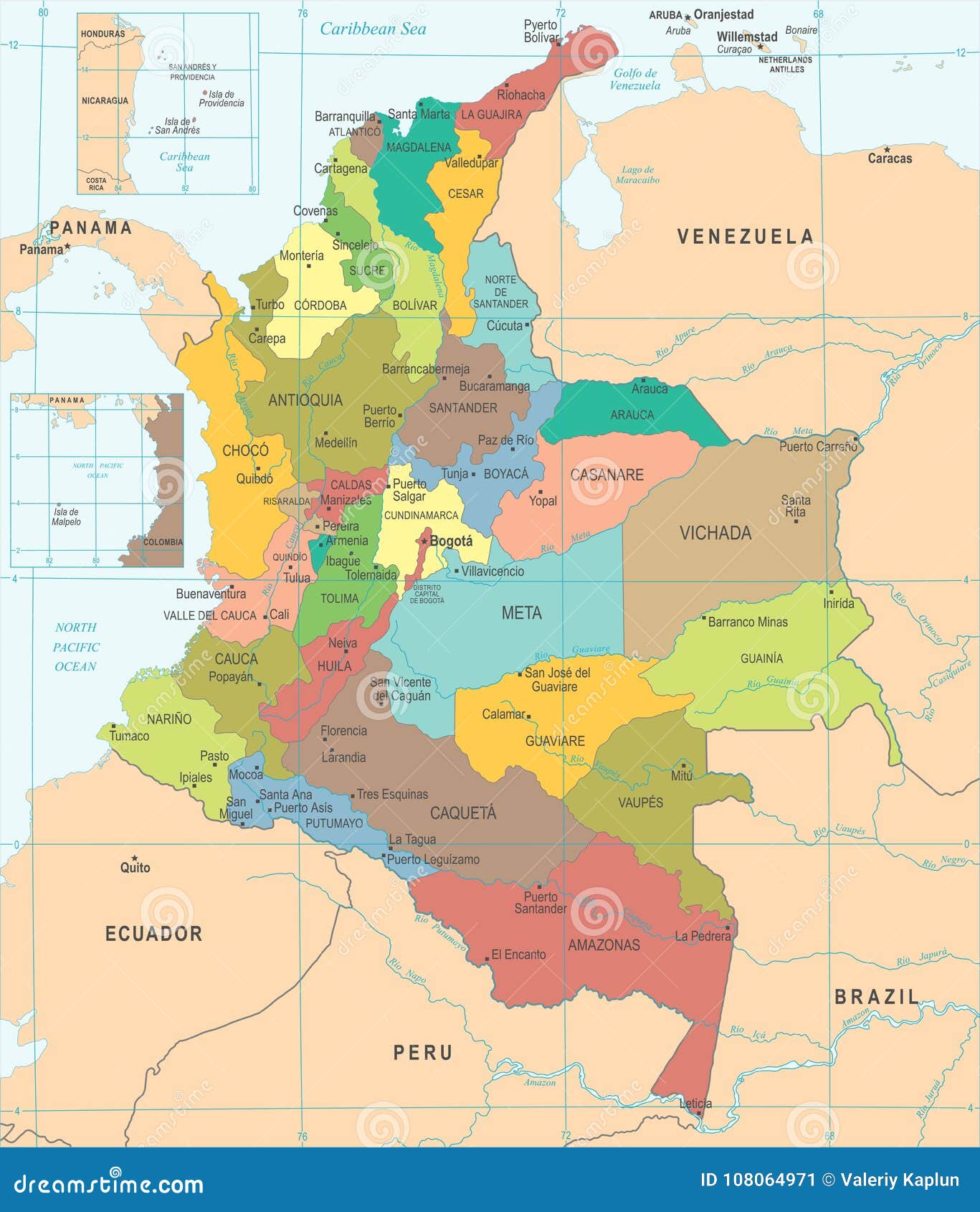 Colombia Map - Detailed Vector Illustration Stock Illustration ...