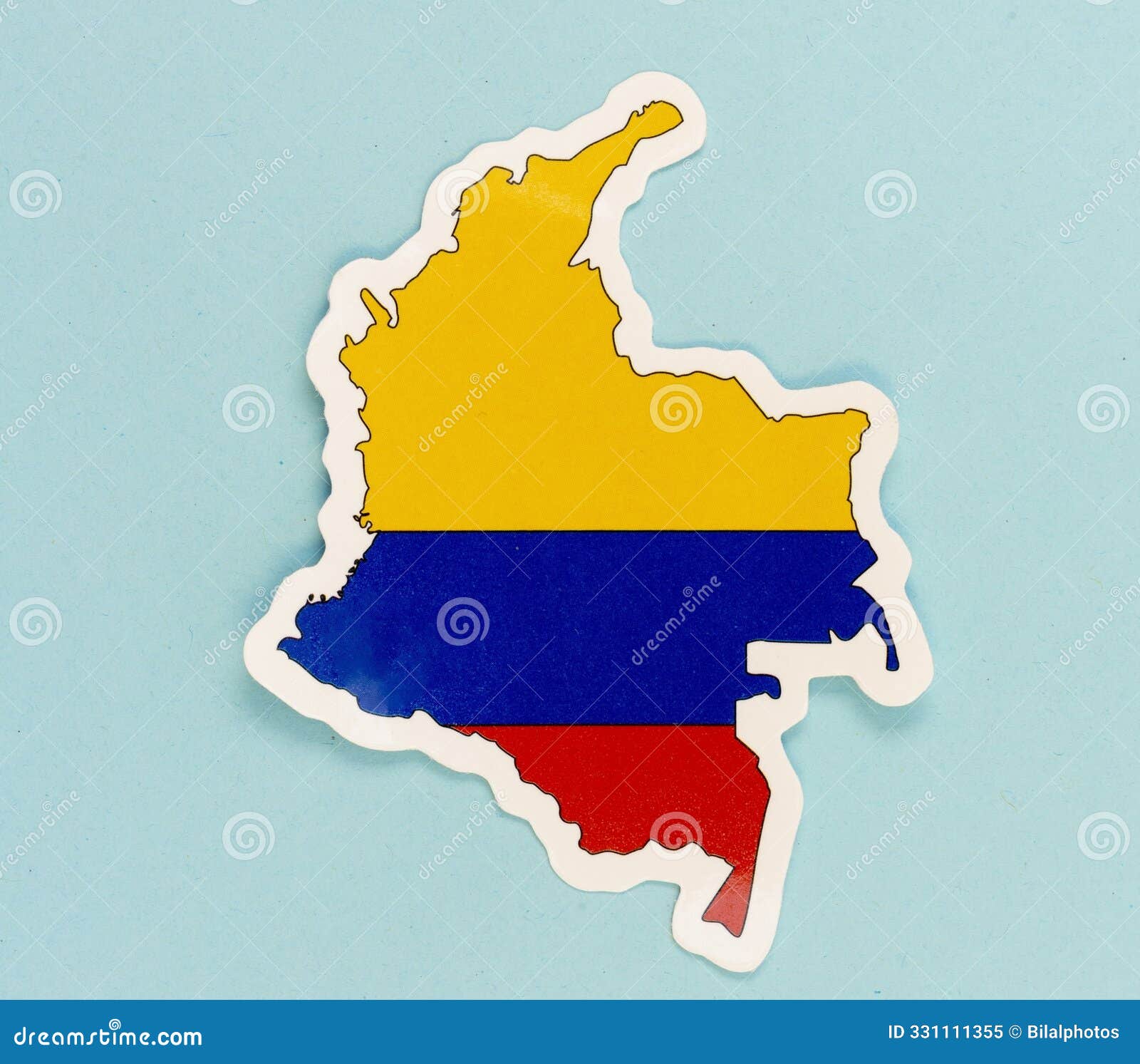 Colombia Map with Flag Colors on Light Blue Background Stock Image ...