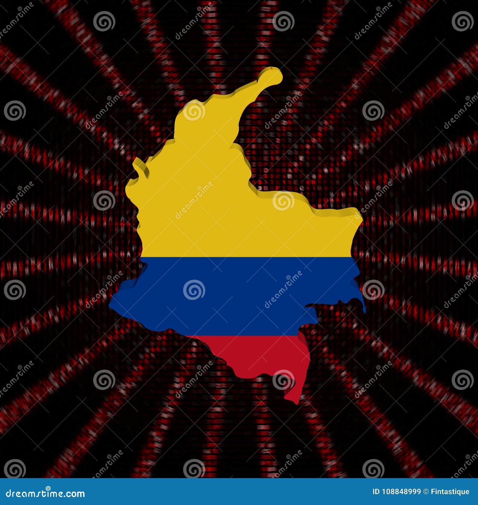 Colombia Map Flag on Red Hex Code Burst Illustration Stock Illustration ...