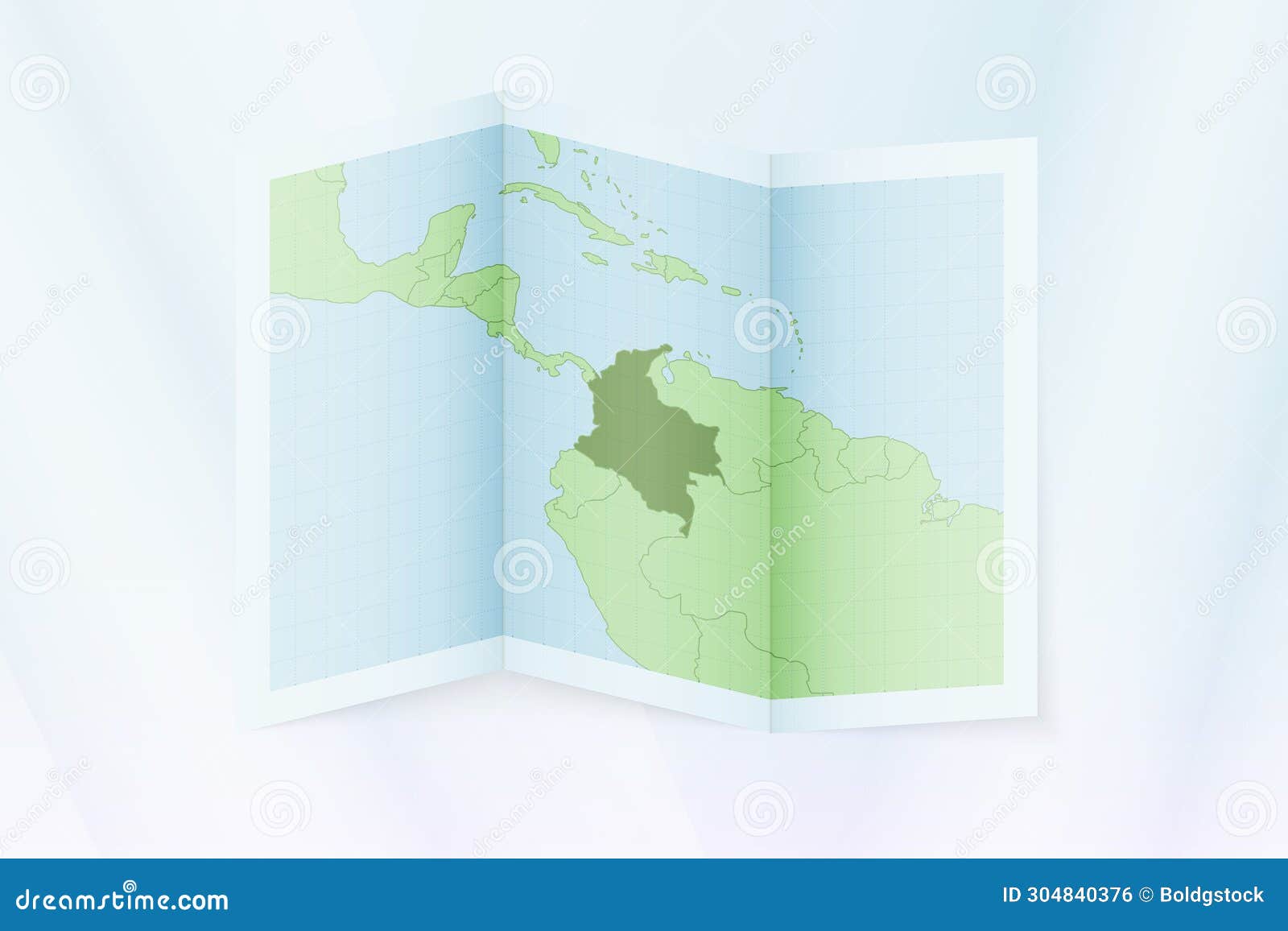 Colombia Map, Folded Paper with Colombia Map Stock Vector ...