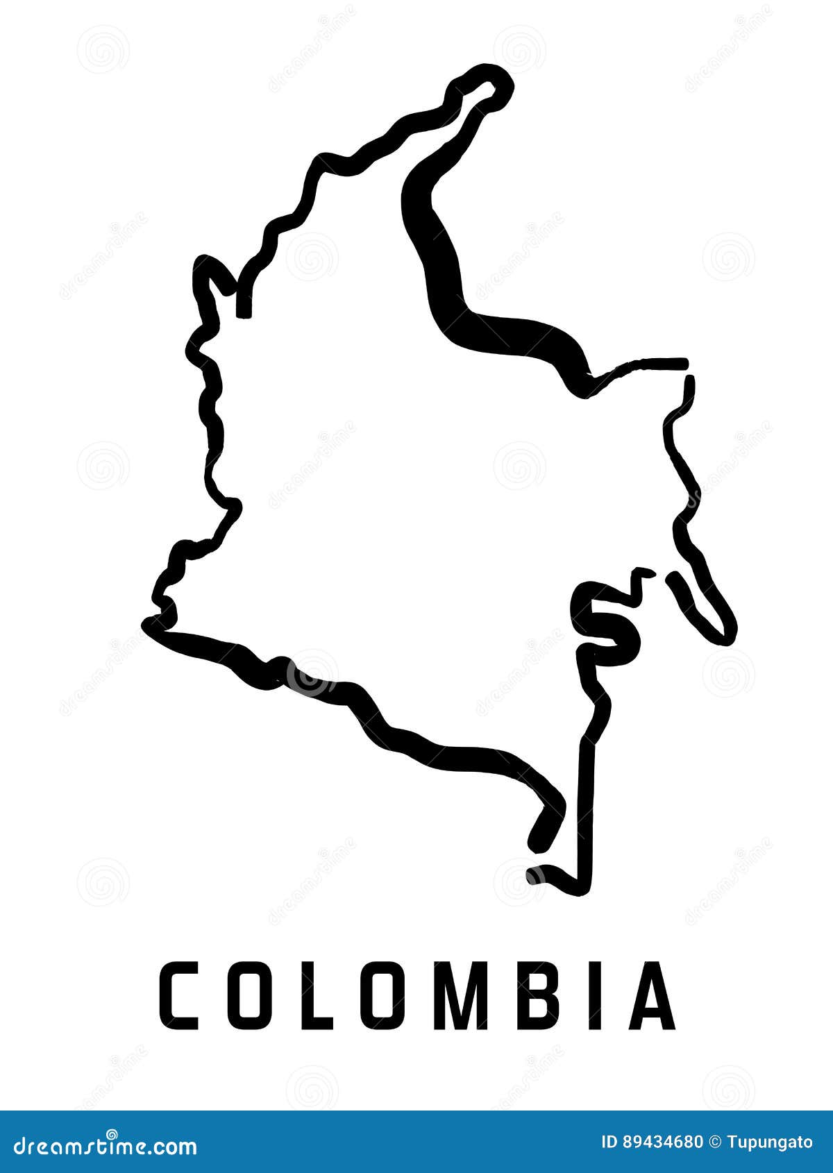 Colombia map outline stock vector. Illustration of symbolic - 89434680