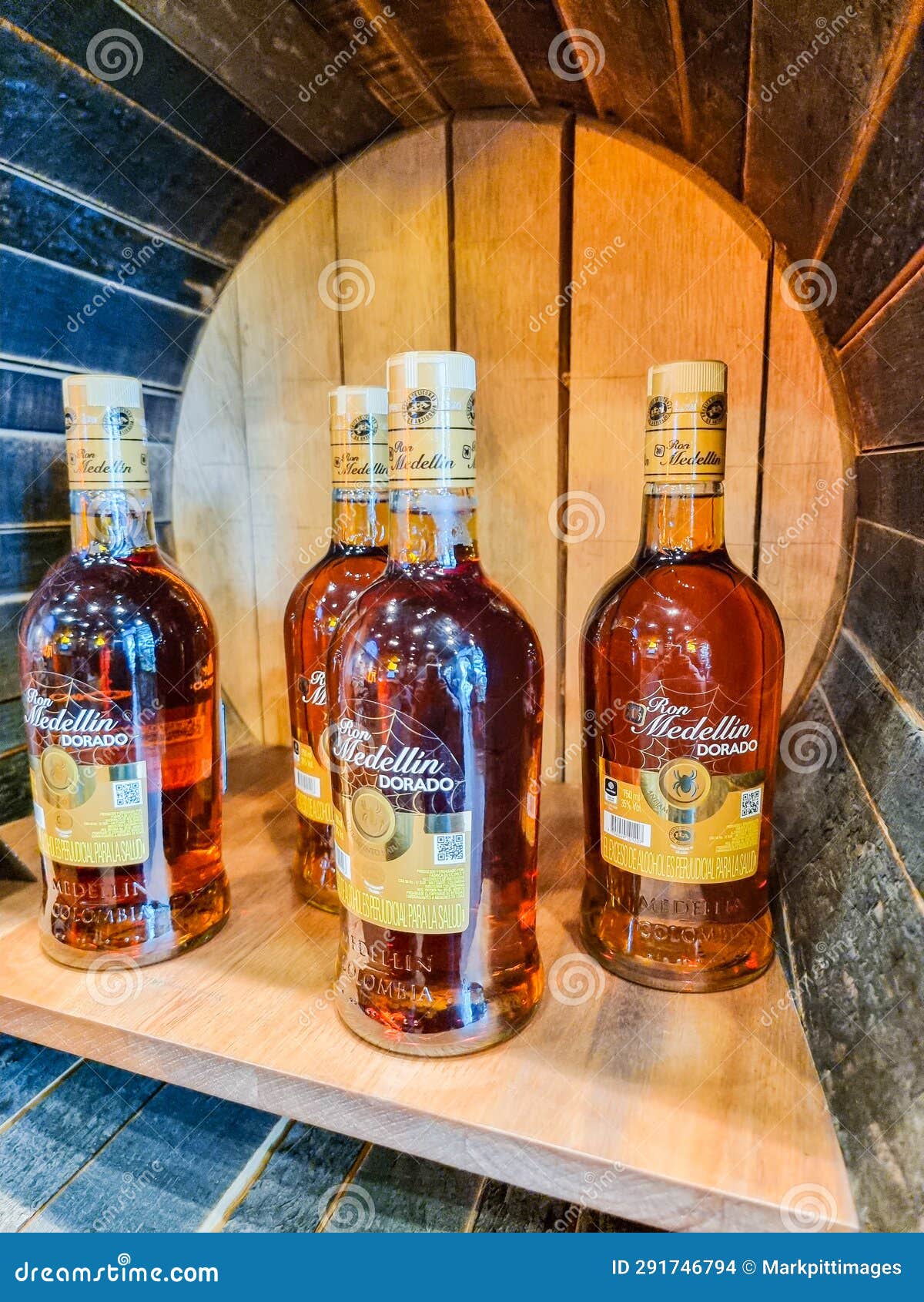 Colombia, Medellin, Display of Medellin Rum Bottles Editorial Stock ...