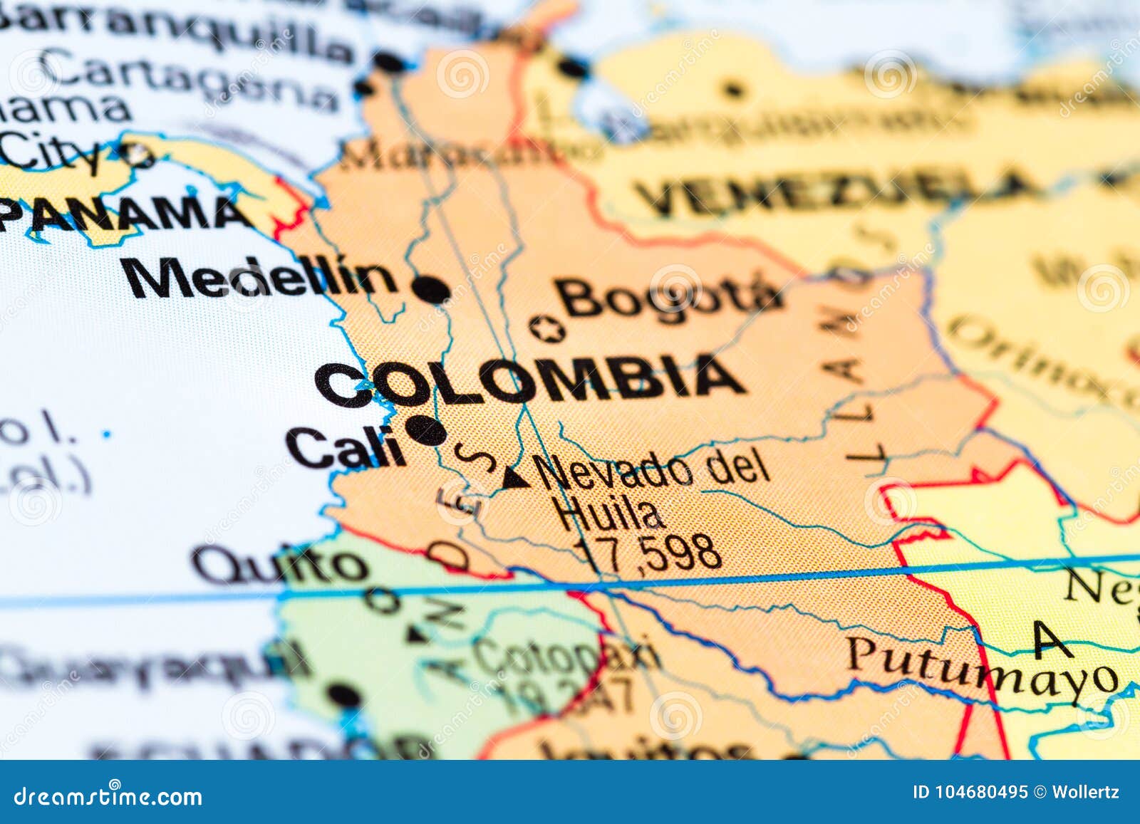 Colombia op een kaart stock afbeelding. Image of nantes - 104680495