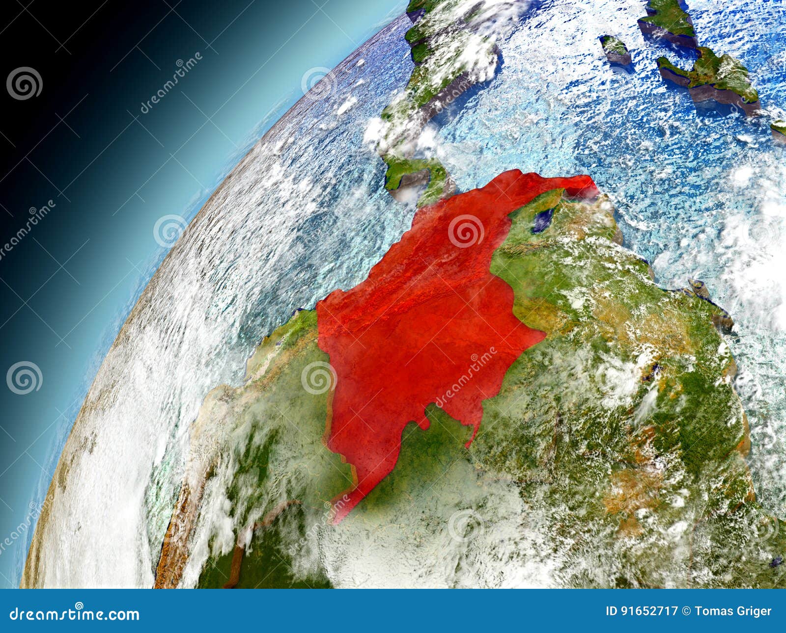 Colombia from Orbit of Model Earth Stock Illustration - Illustration of ...