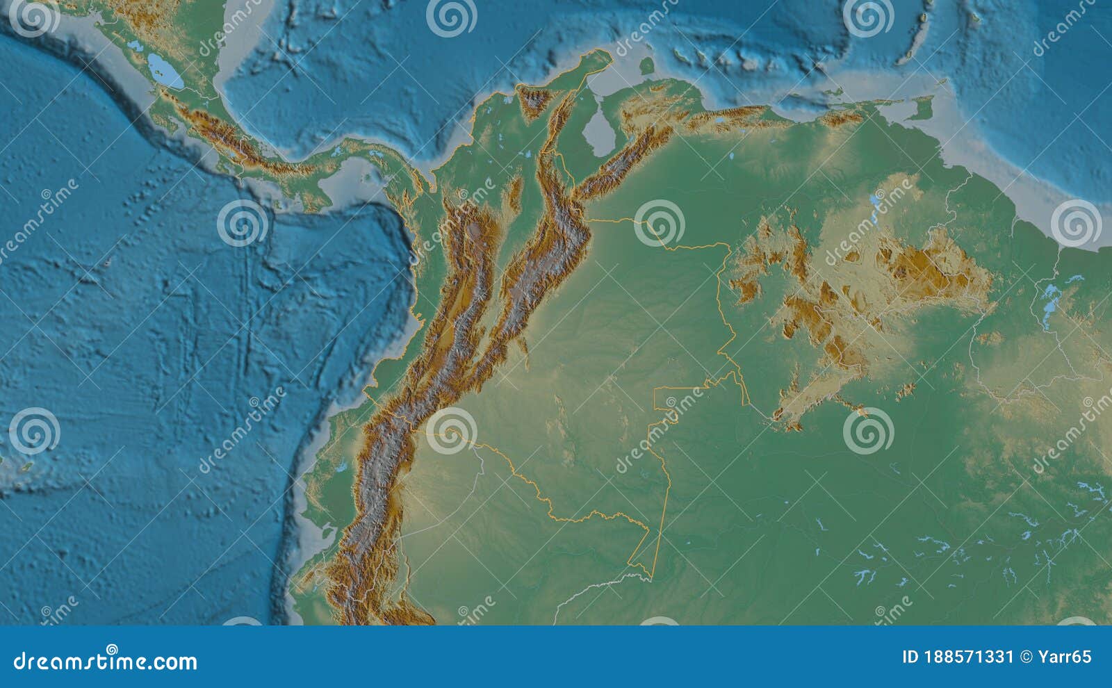 Colombia - Overview. Relief Stock Illustration - Illustration of planet ...