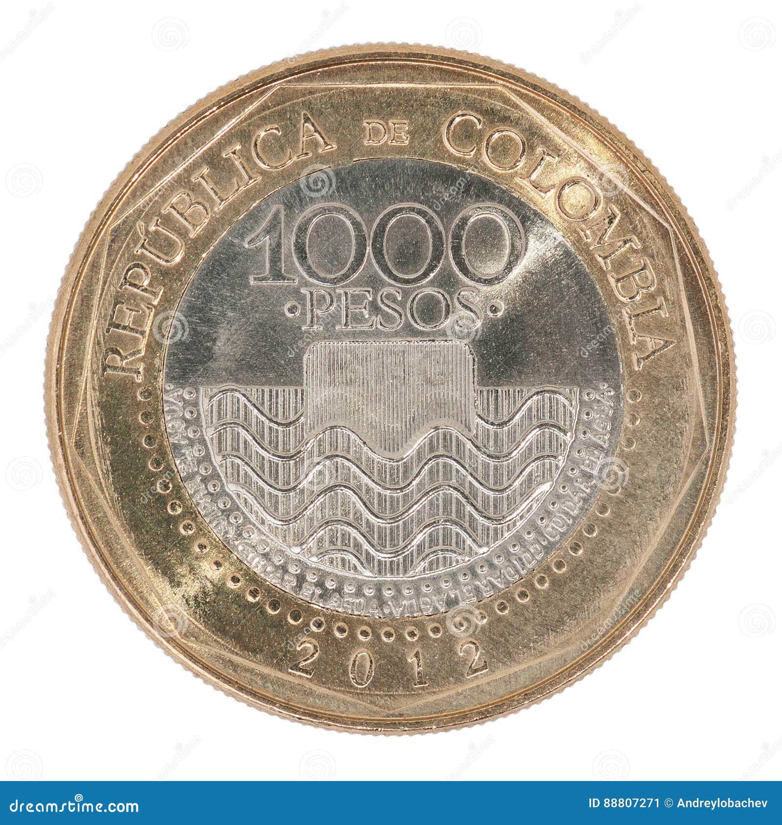 Colombia pesos coin stock image. Image of coin, single - 88807271