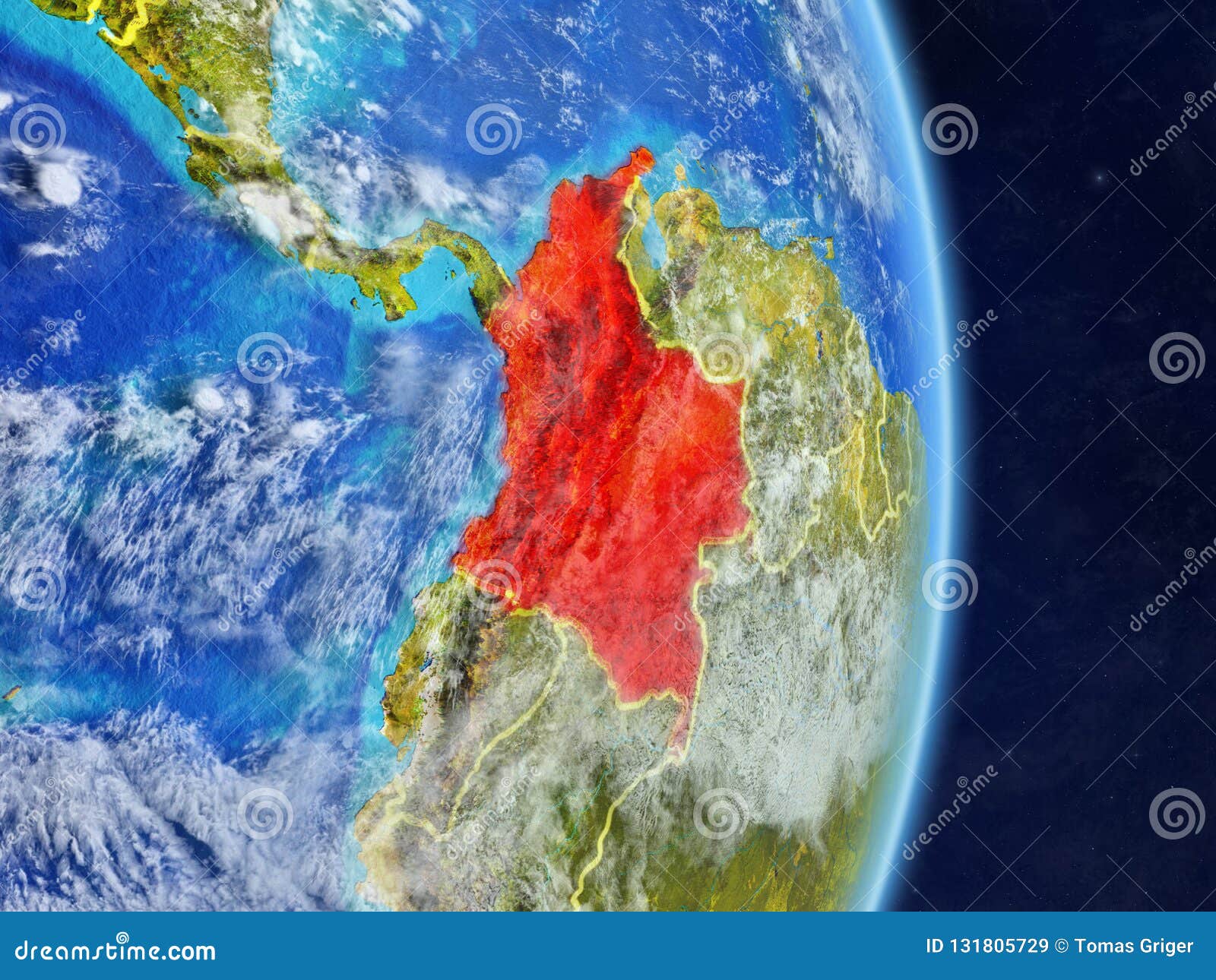 Colombia on Planet Planet Earth with Country Borders. Extremely ...