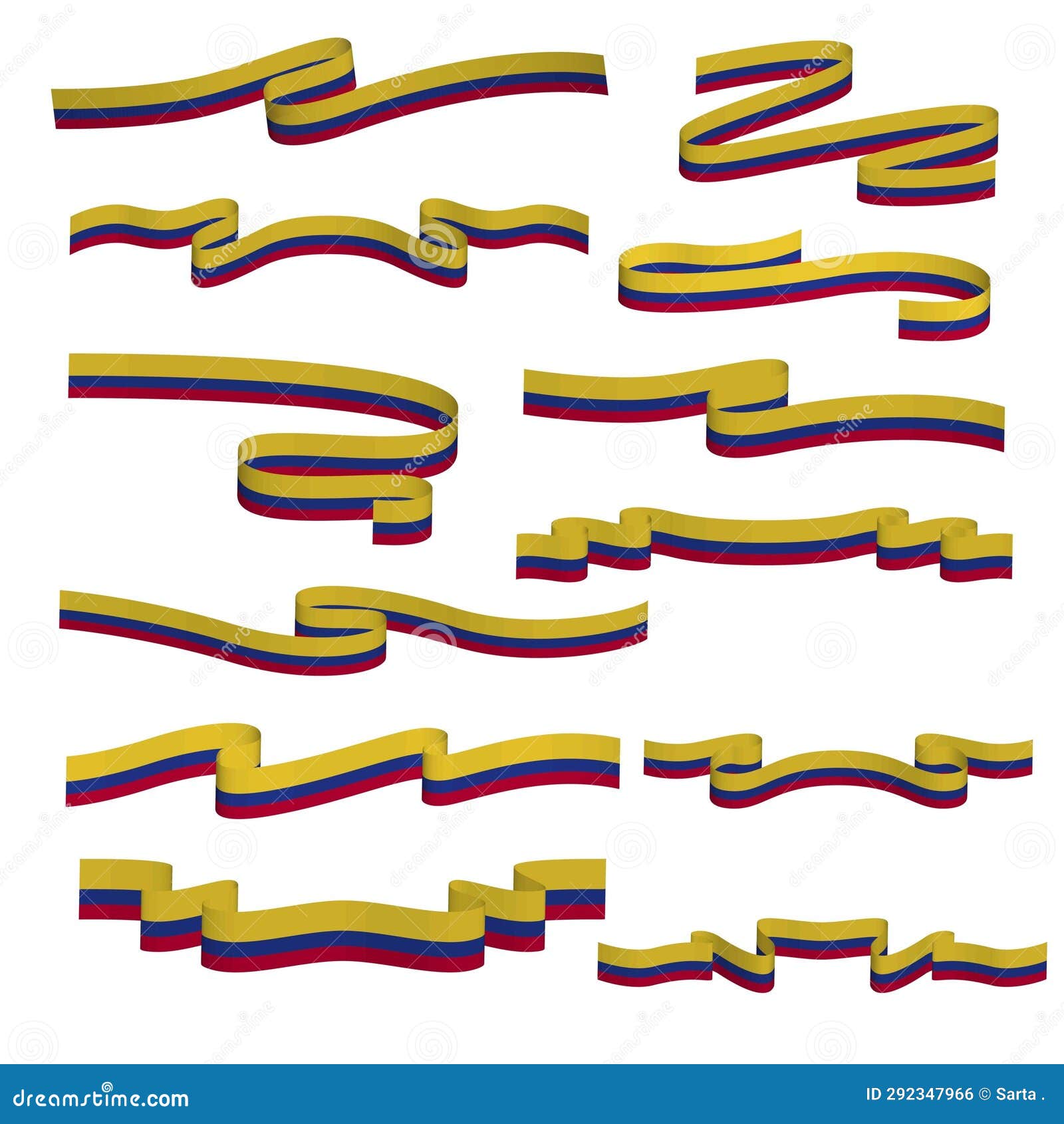Colombia Ribbon Flag Vector Bundle Set Stock Vector - Illustration of ...