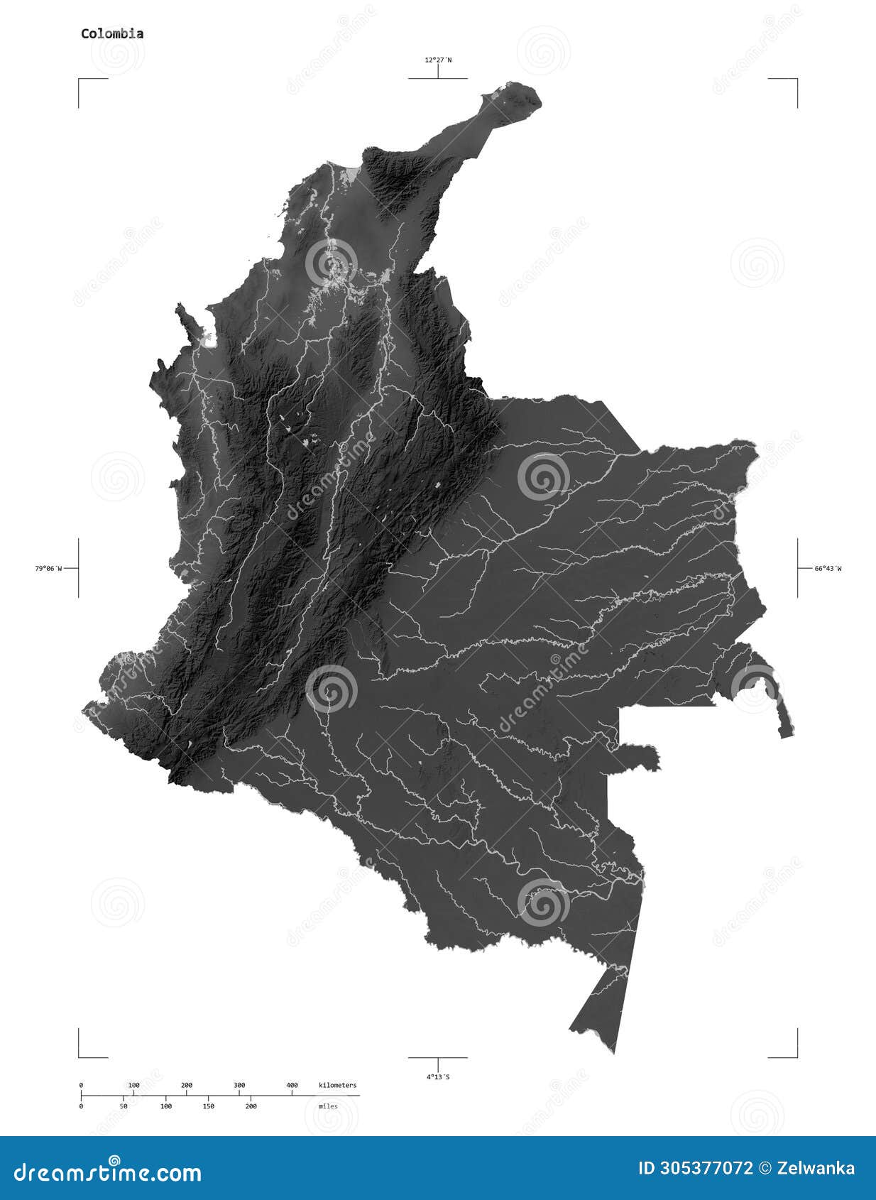 Colombia Shape on White. Grayscale Stock Illustration - Illustration of ...