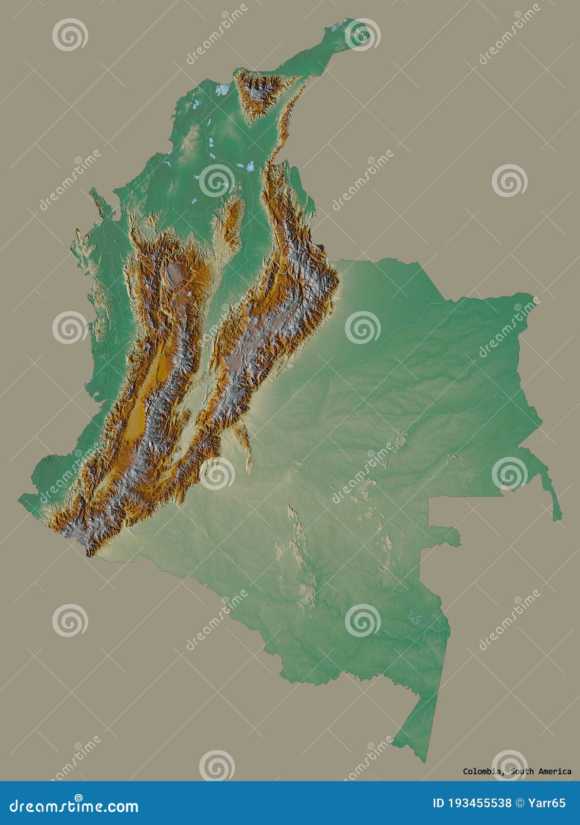 Colombia on solid. Relief stock illustration. Illustration of world ...