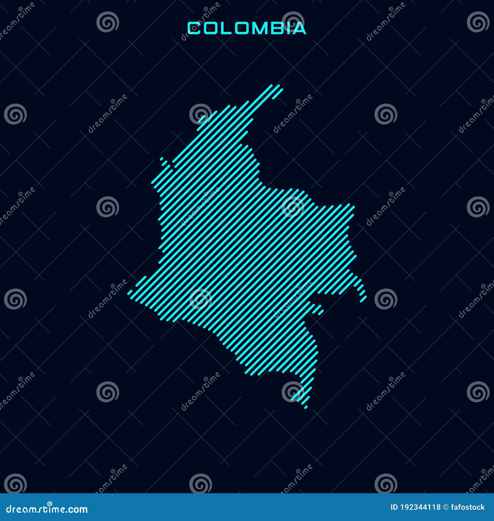 Colombia Striped Map Vector Design Template with Blue Background. Stock ...