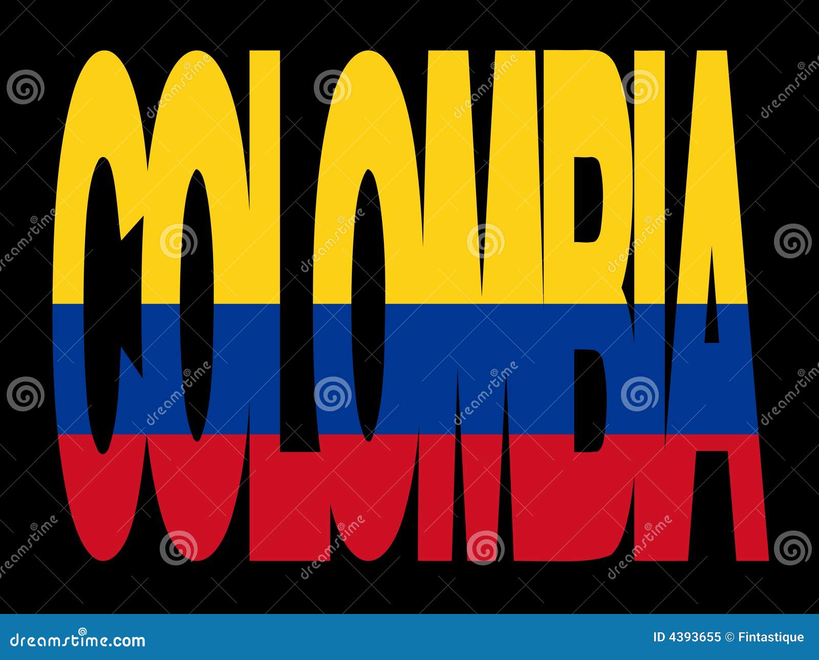 Colombia text with flag stock vector. Illustration of colombia - 4393655