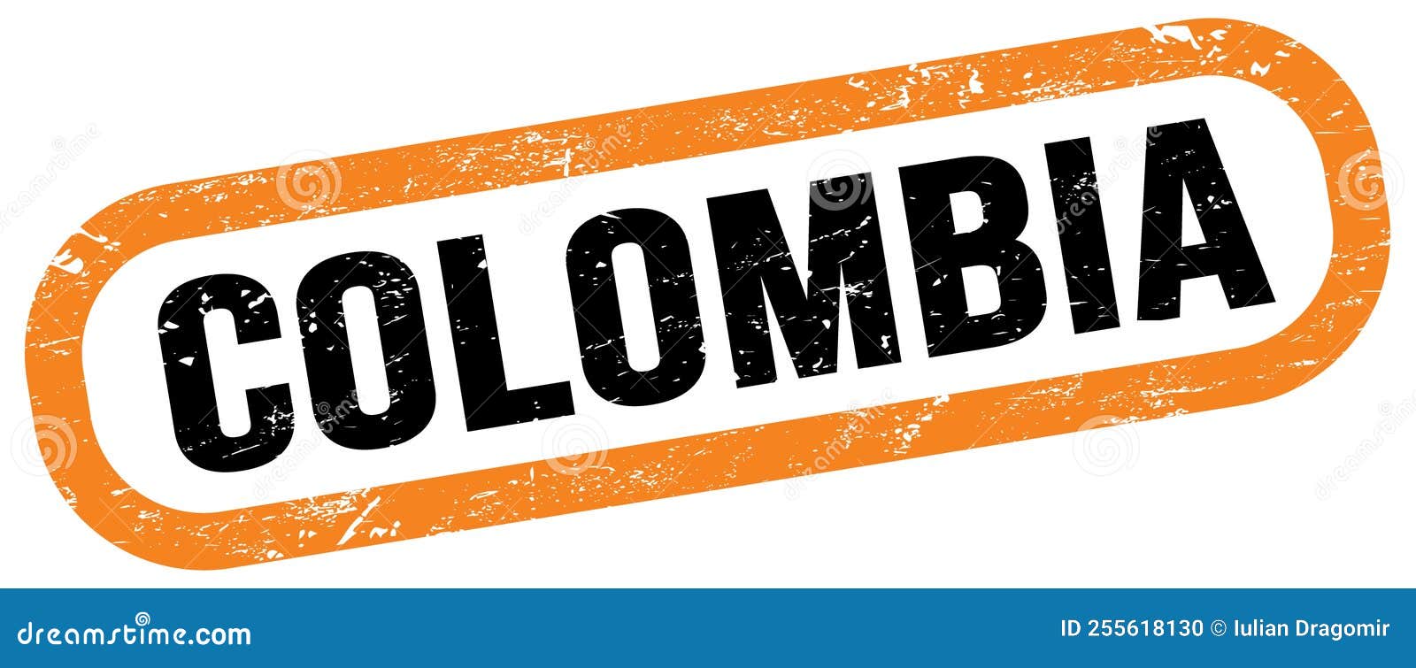 COLOMBIA, Text Written on Orange-black Stamp Sign Stock Illustration ...