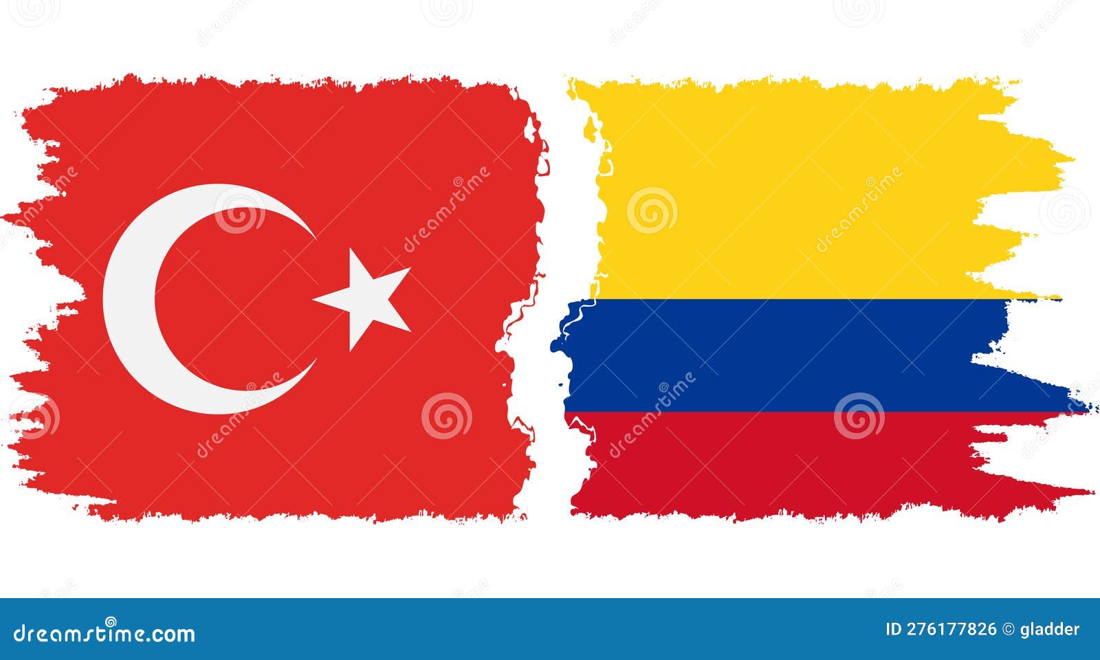 Colombia and Turkey Grunge Flags Connection Vector Stock Vector ...