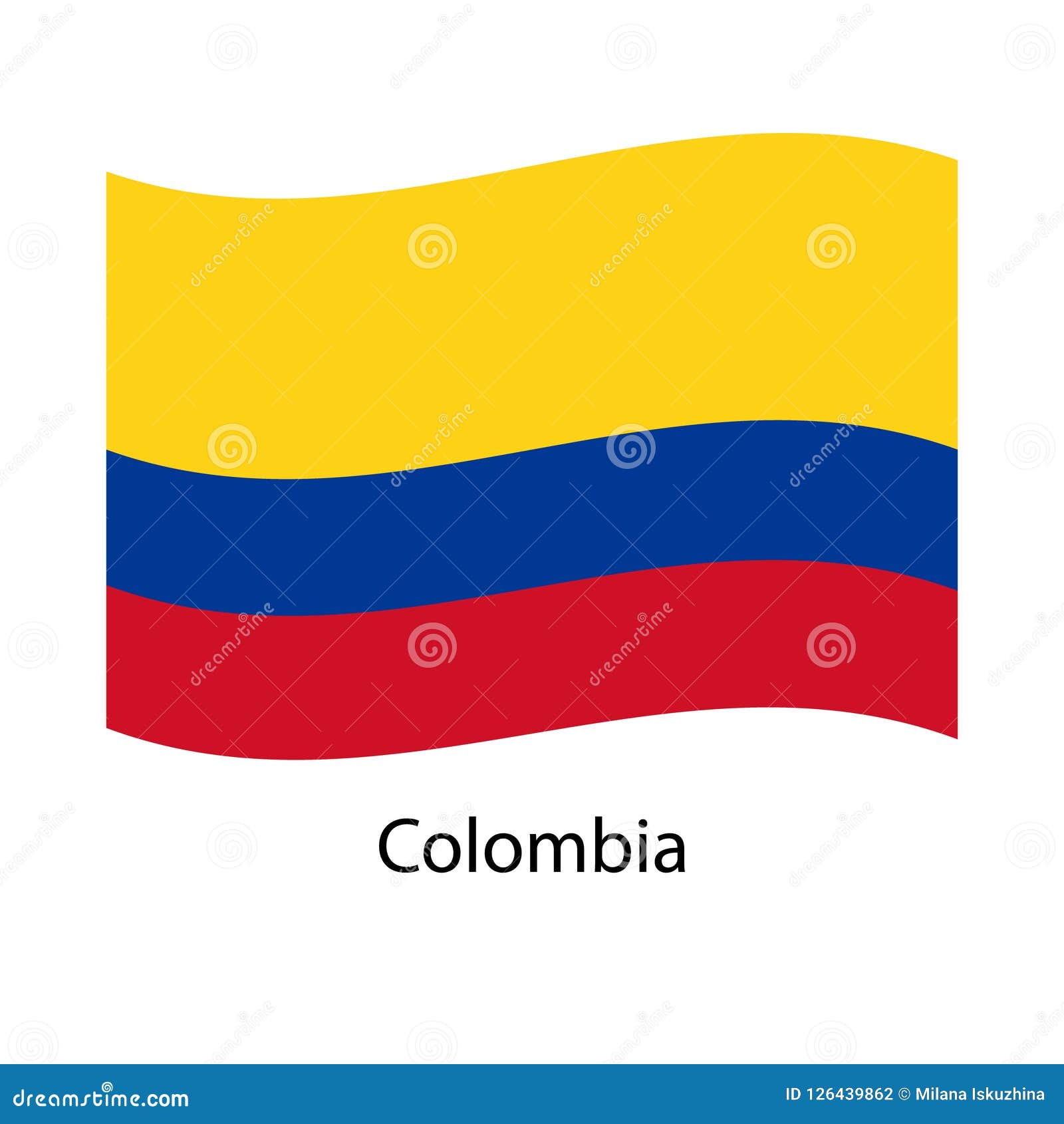 Colombia Vector Flags Set. 5 Wavy 3D Cloth Pennants Fluttering on the ...