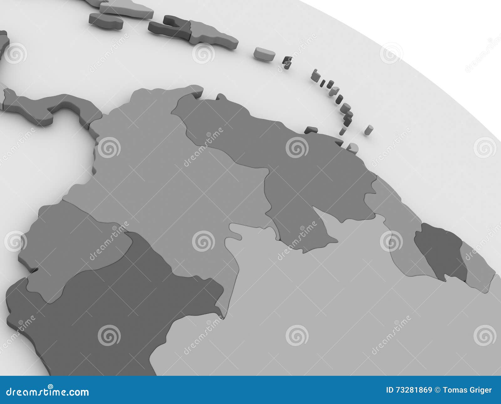 Colombia and Venezuela on Grey 3D Map Stock Illustration - Illustration ...