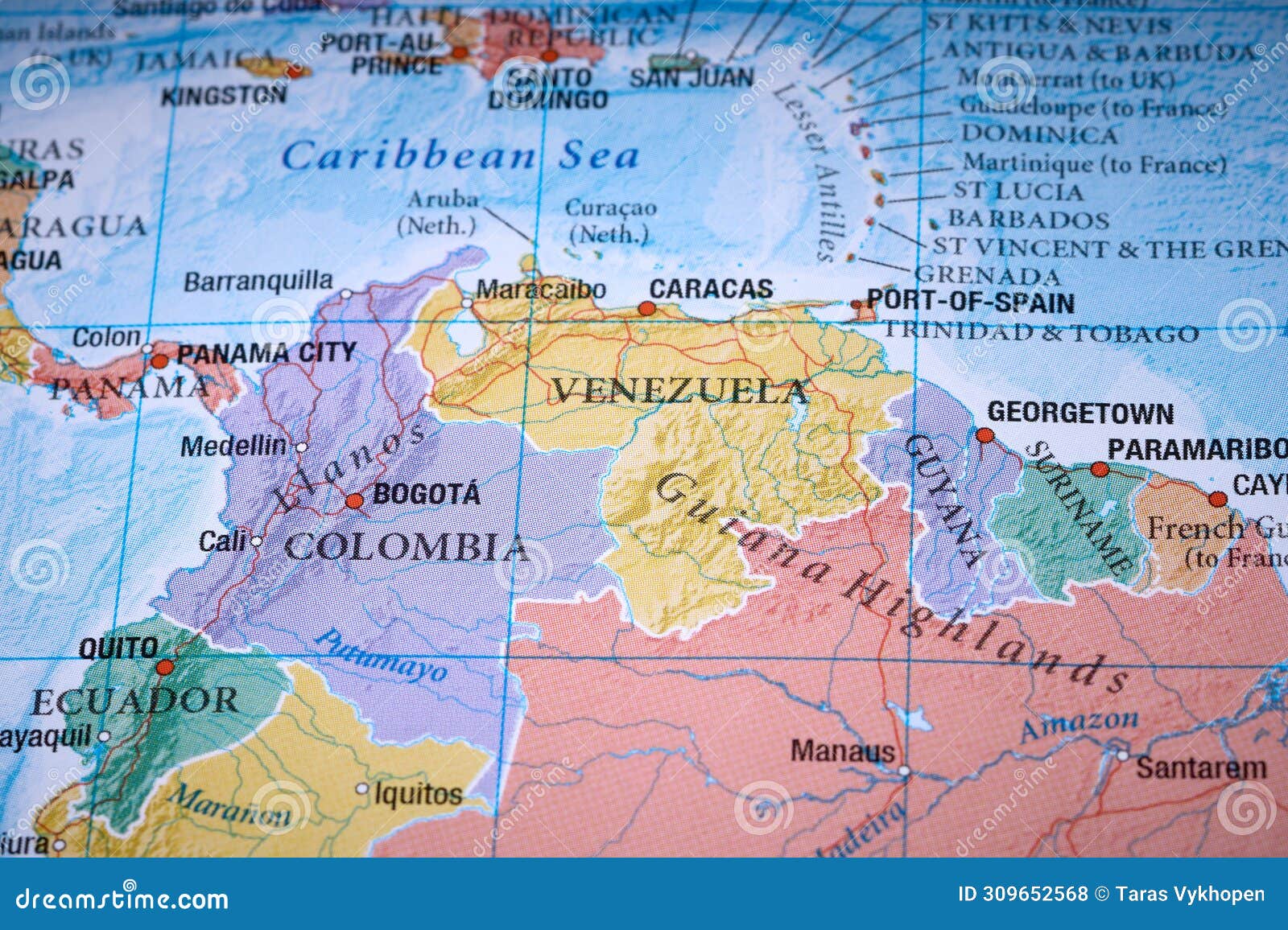 Colombia Venezuela on the World Map Close Up Stock Photo - Image of ...