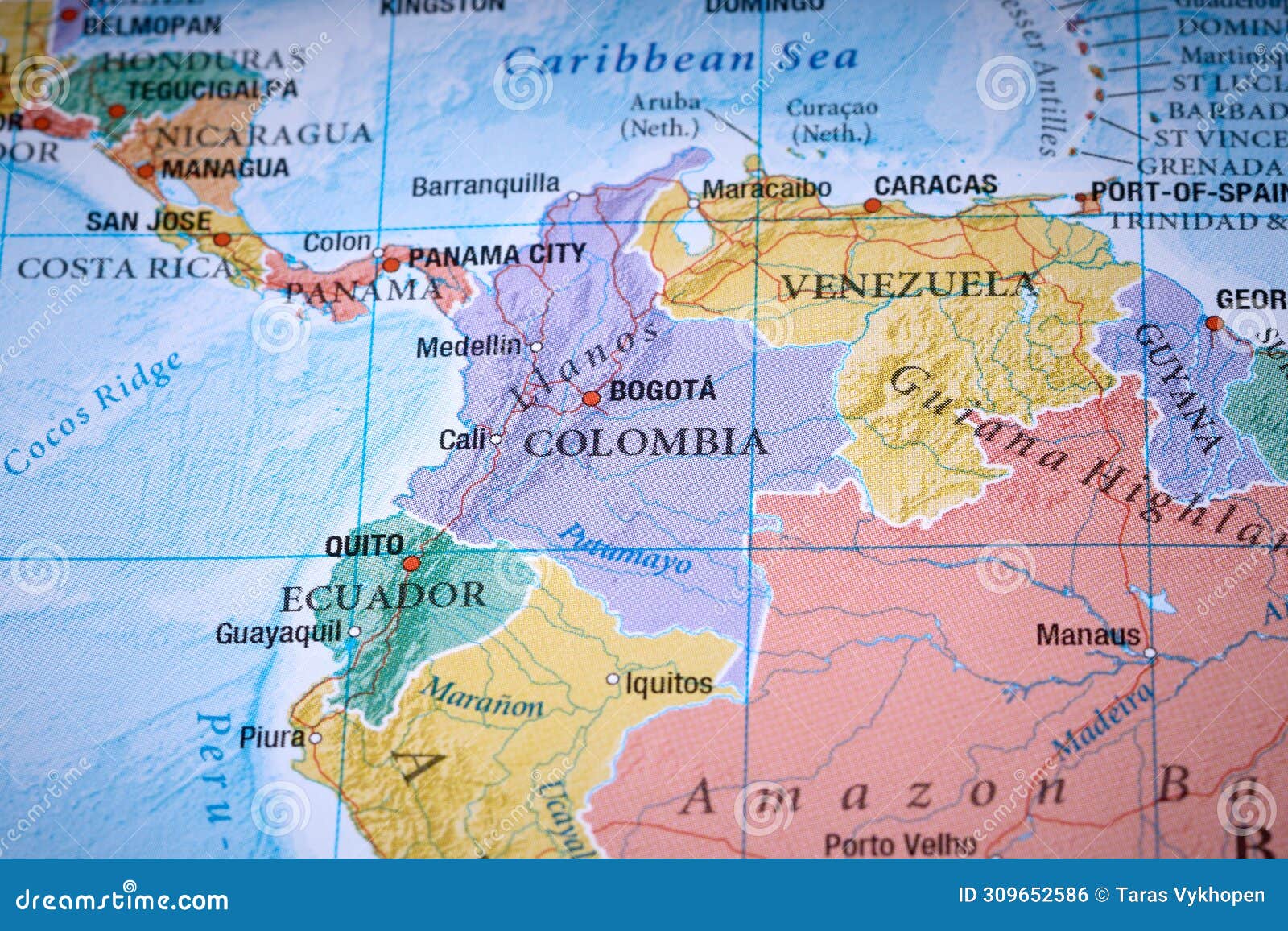 Colombia Venezuela on the World Map Close Up Stock Photo - Image of ...