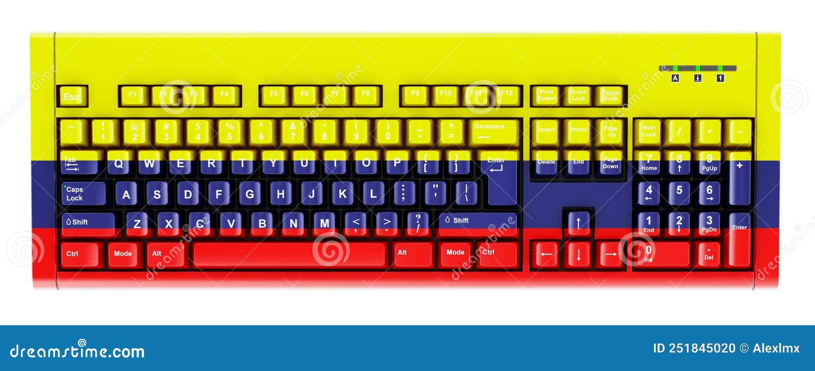 Colombian Flag Painted on Computer Keyboard. 3D Rendering Stock ...