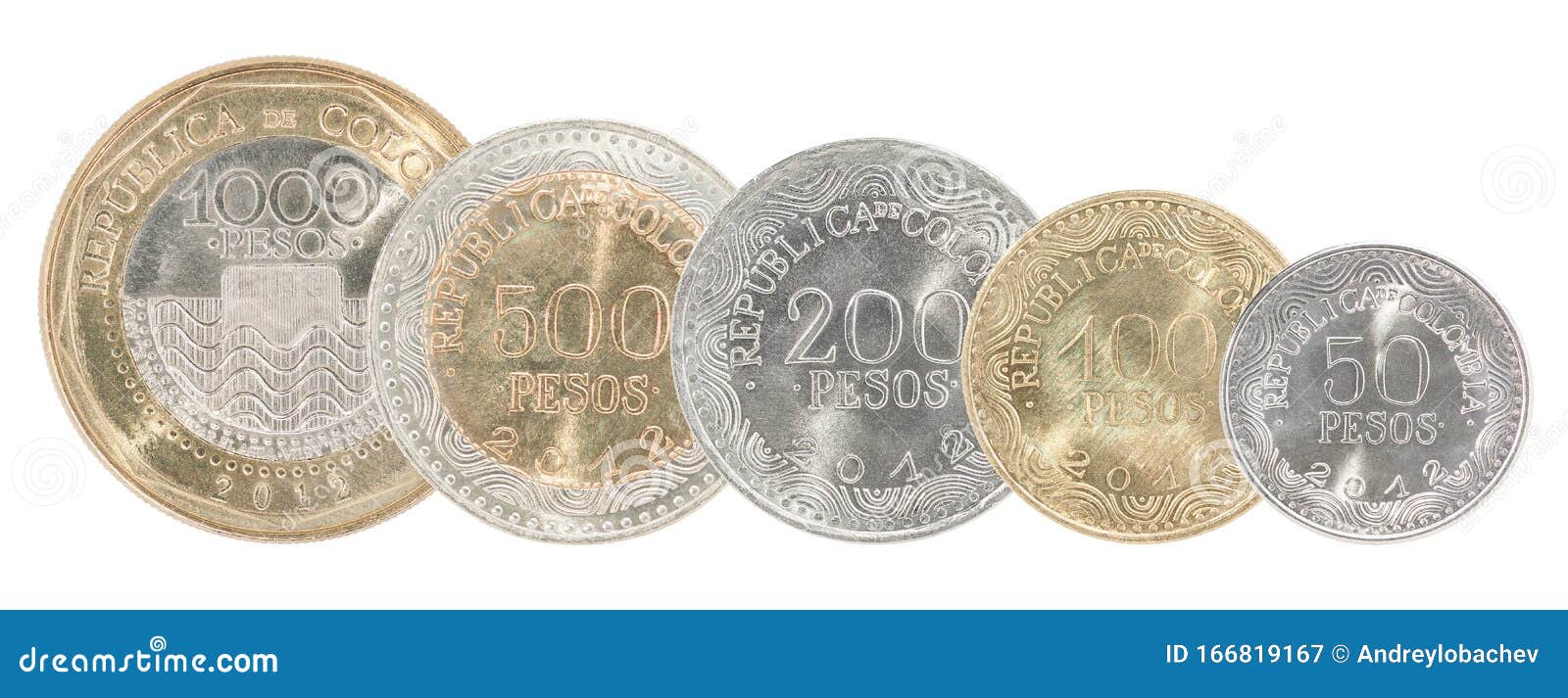 Colombian pesos coin stock image. Image of complete - 166819167