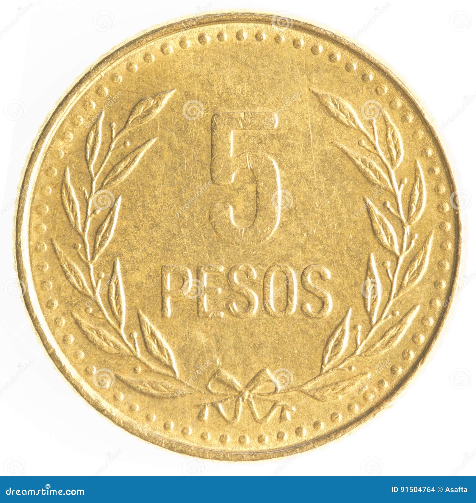 5 Colombian pesos coin stock photo. Image of money, background - 91504764