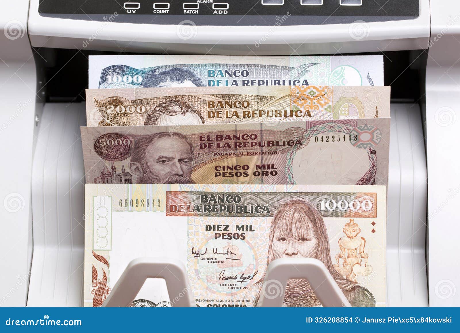 Colombian Pesos in the Counting Machine Stock Photo - Image of counting ...