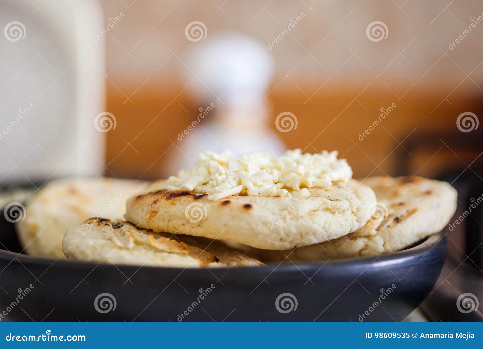 Colombian White Corn Arepa with Cheese Stock Image - Image of bread ...