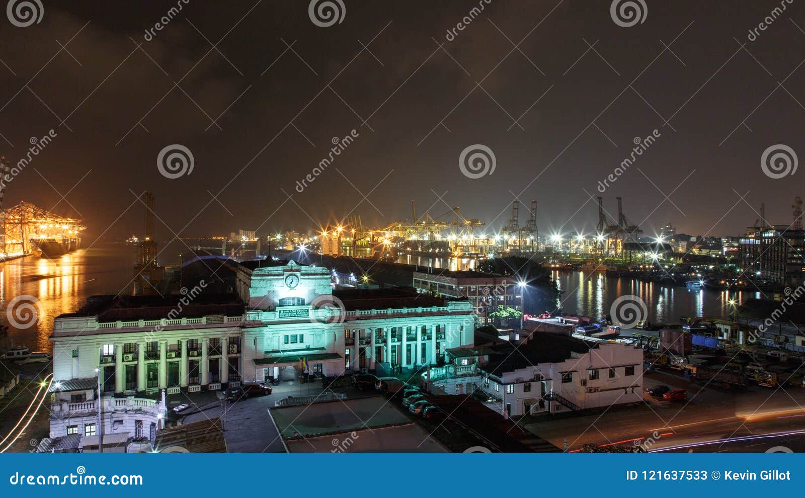 Colombo Harbor and Customs Building at Night Editorial Stock Photo ...