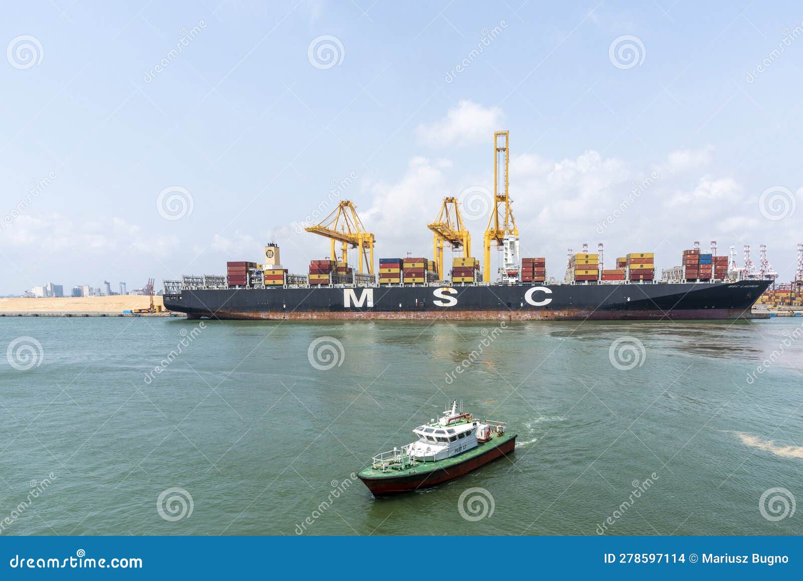 Colombo Sri Lanka Large Container Ship Msc Lauren Berthed At The