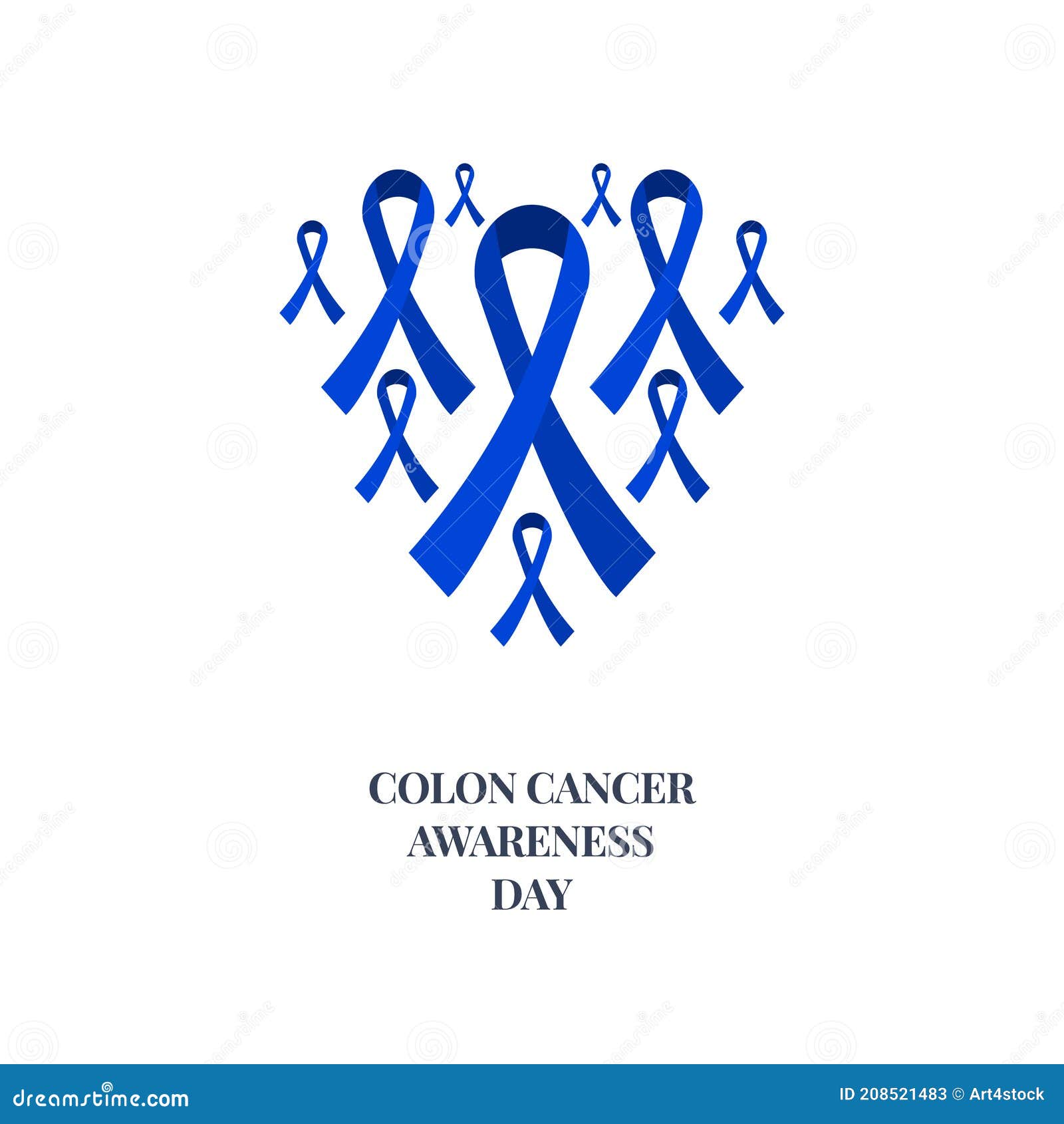 Colon Cancer Awareness Blue Ribbon Collection Set Stock Vector