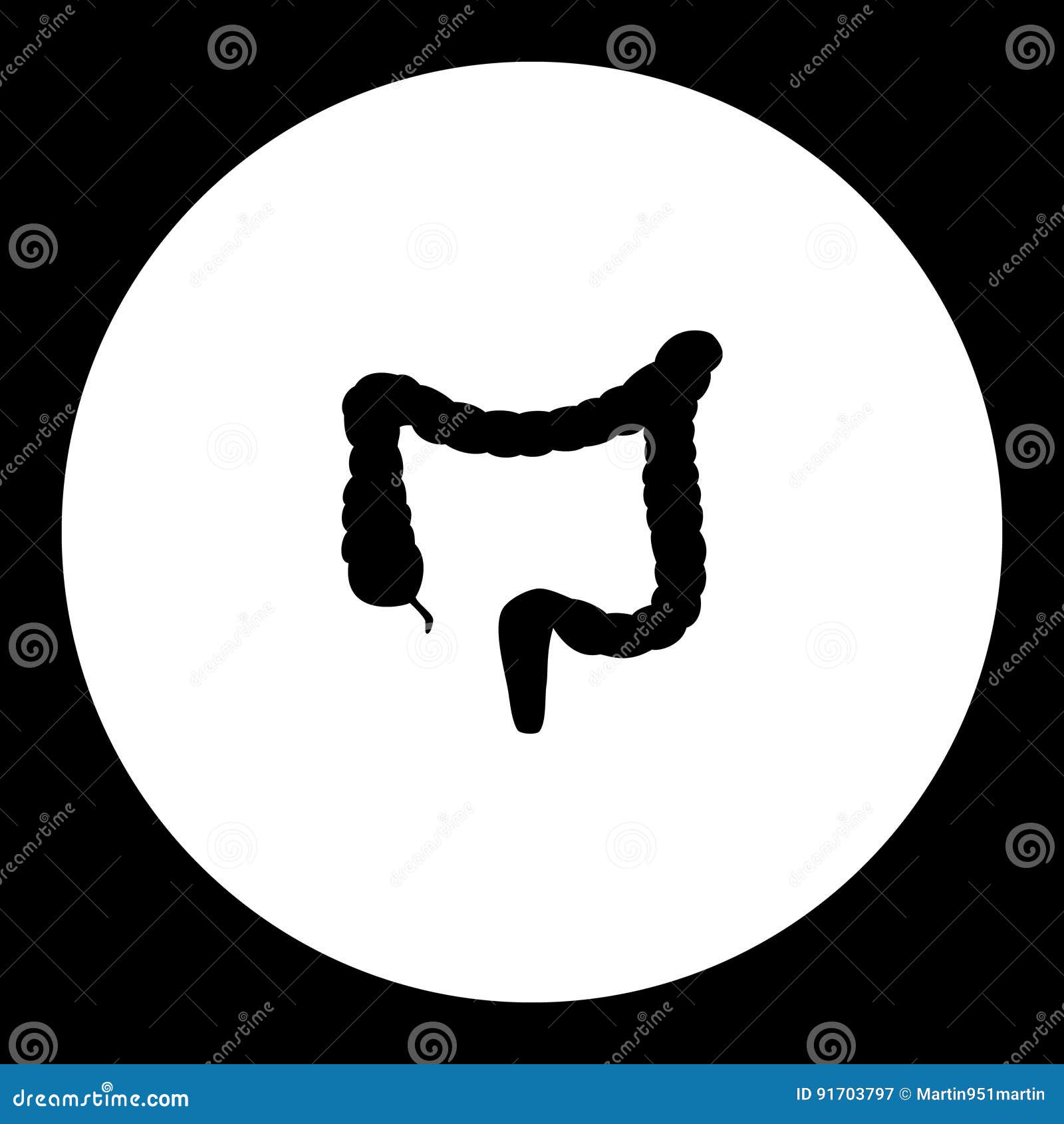 Colon Internal Organ Medical Simple Black Icon Eps10 Stock Vector ...