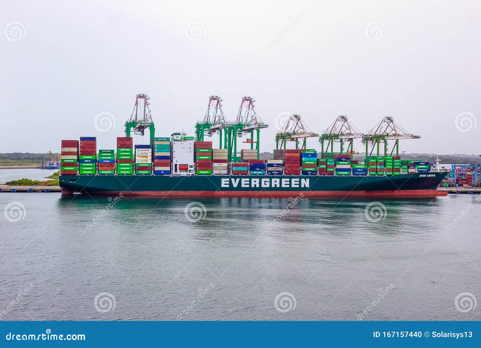 Colon, Panama - December 8, 2019: Evergreen Container Ship with Full of ...