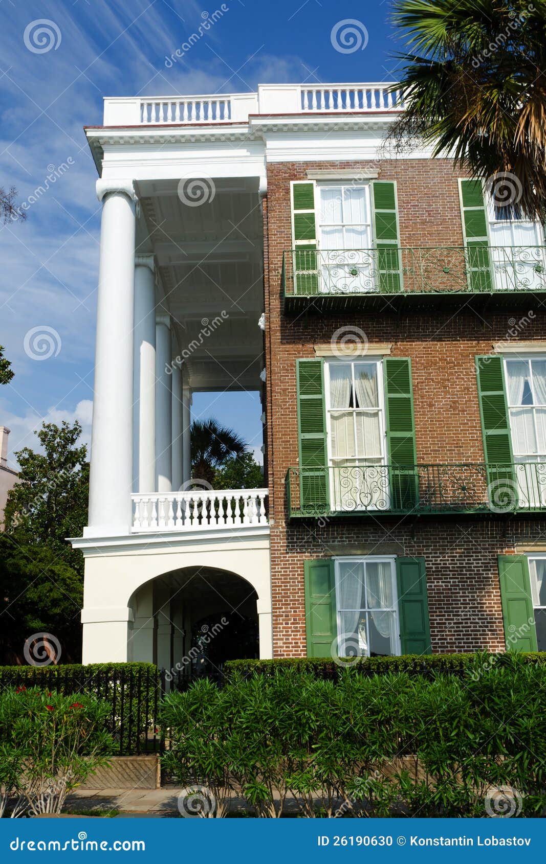 Colonial Architecture in Charleston, SC Stock Photo - Image of balcony ...
