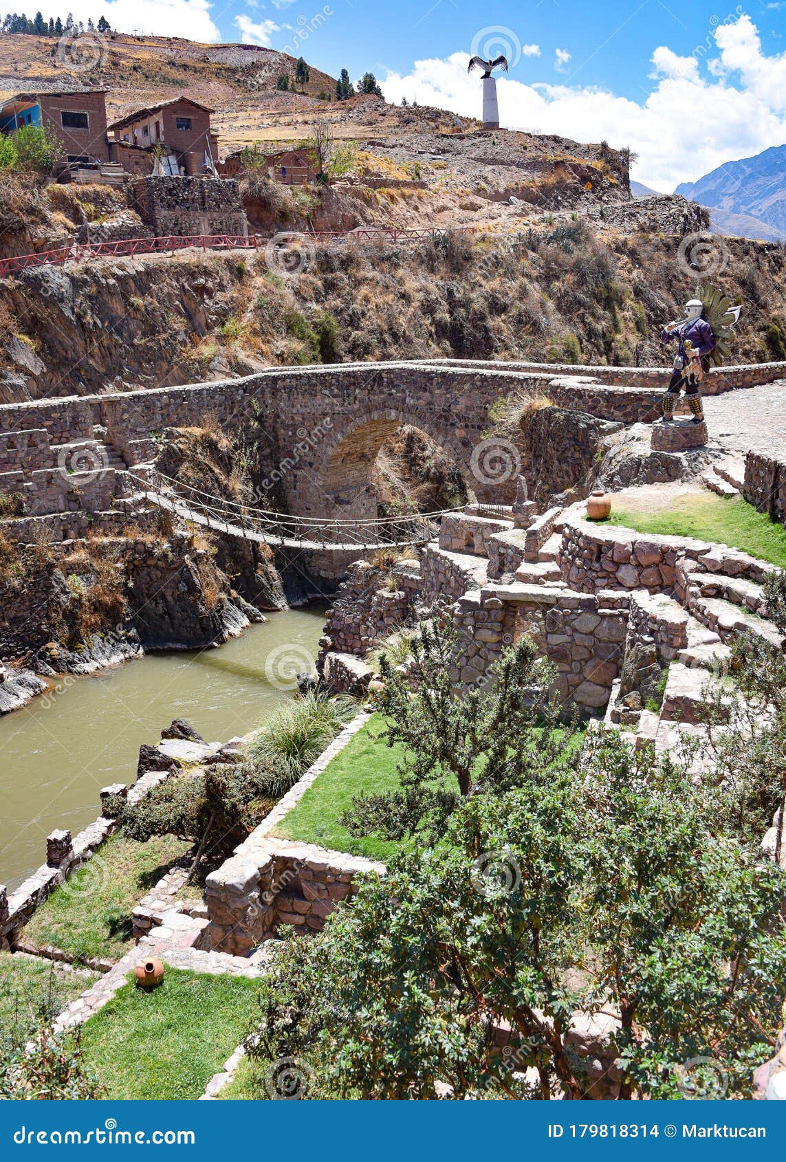 Colonial Bridges Spanning the River in Checacupe, Cusco, Peru Editorial ...