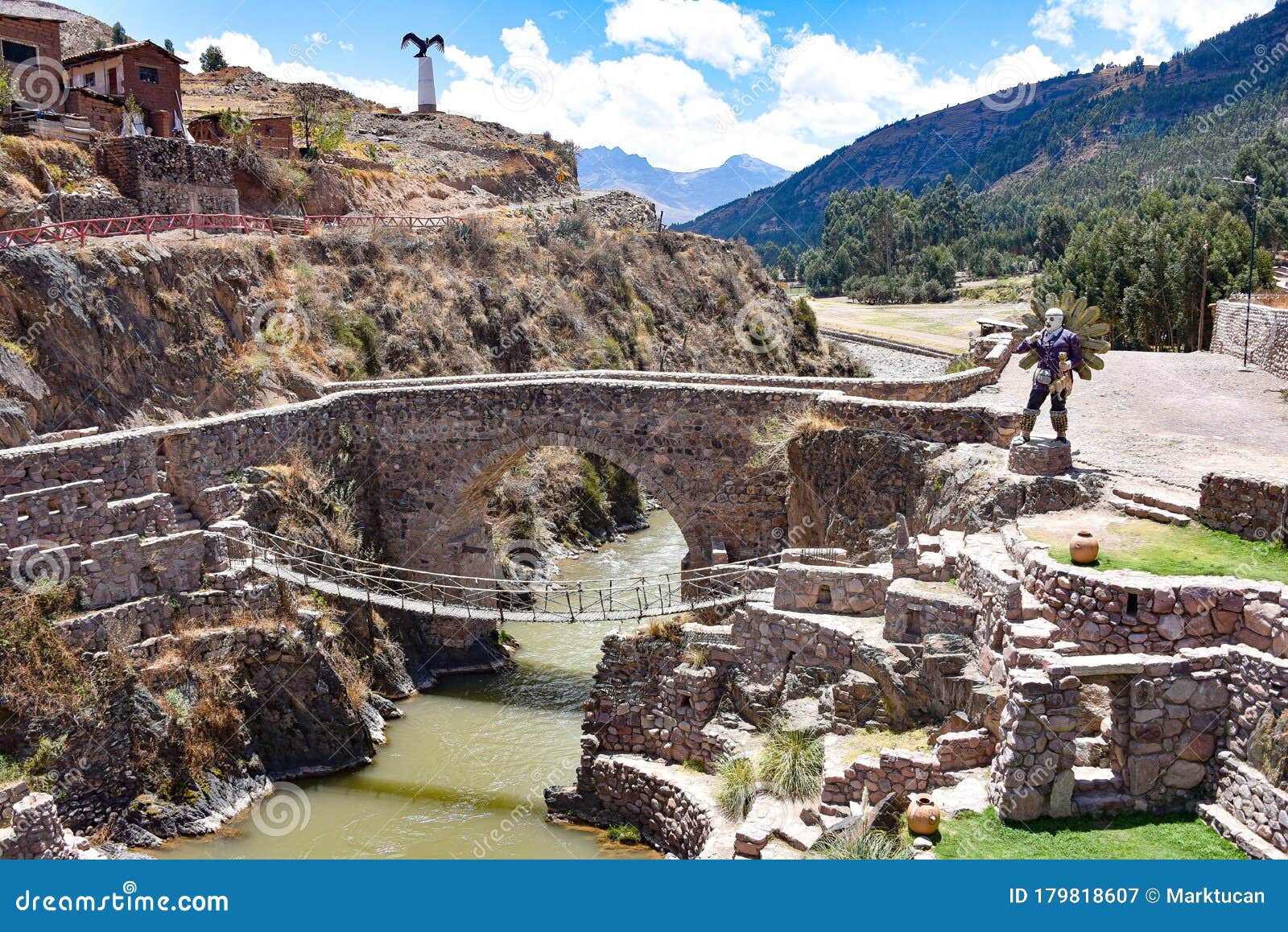 Colonial Bridges Spanning the River in Checacupe, Cusco, Peru Editorial ...