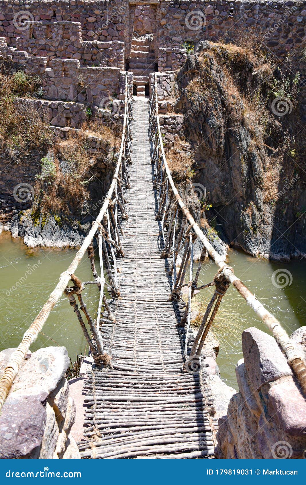 Colonial Bridges Spanning the River in Checacupe, Cusco, Peru Stock ...