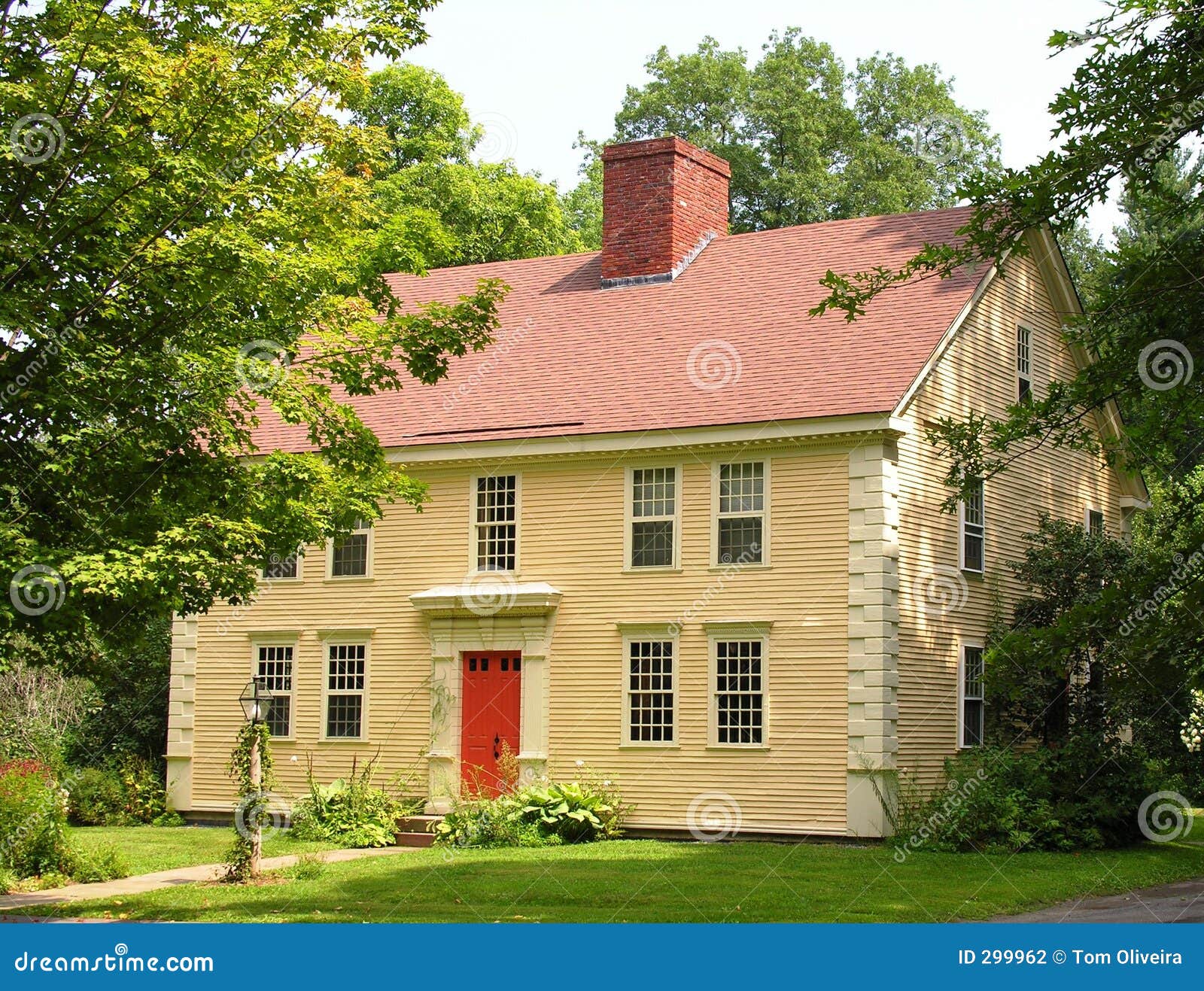 Colonial Home in Village. stock photo. Image of early, homes - 299962