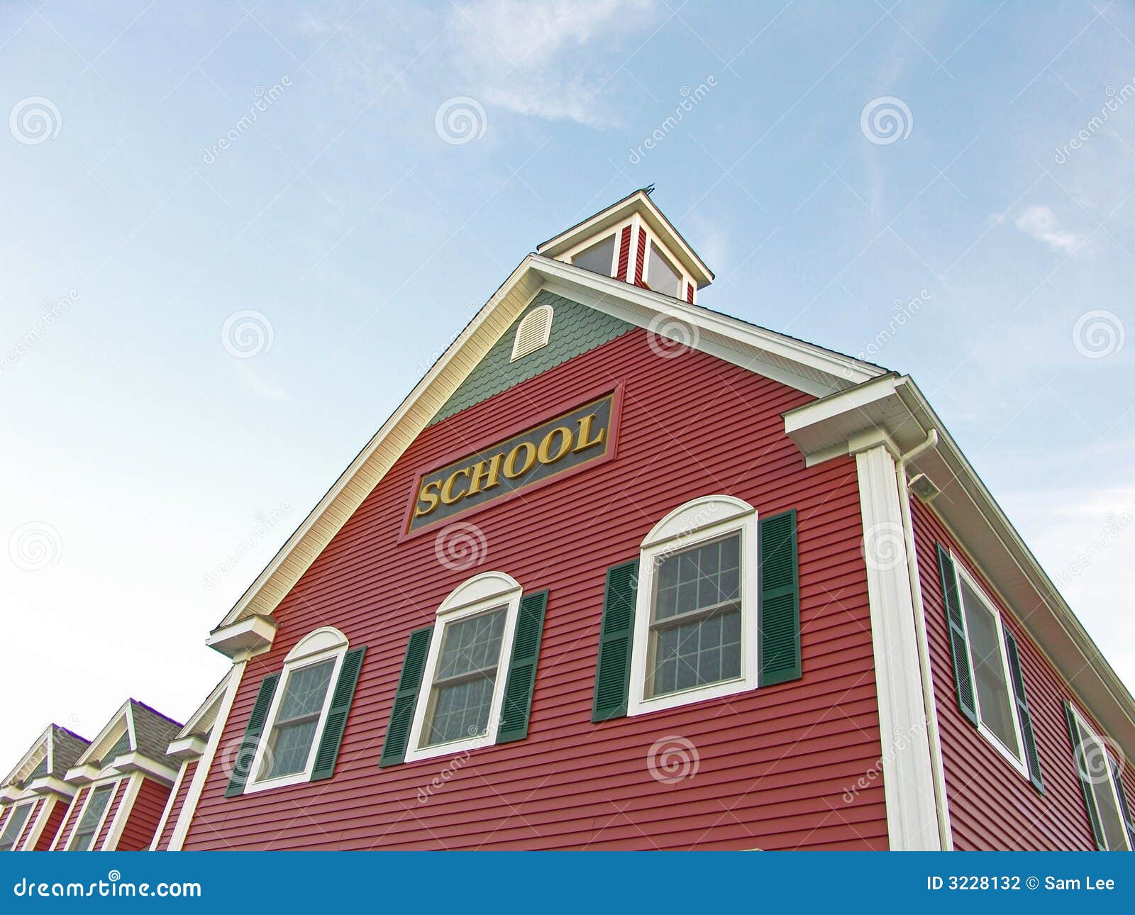 Colonial House School Blue Sky Stock Photo - Image of pattern, building ...