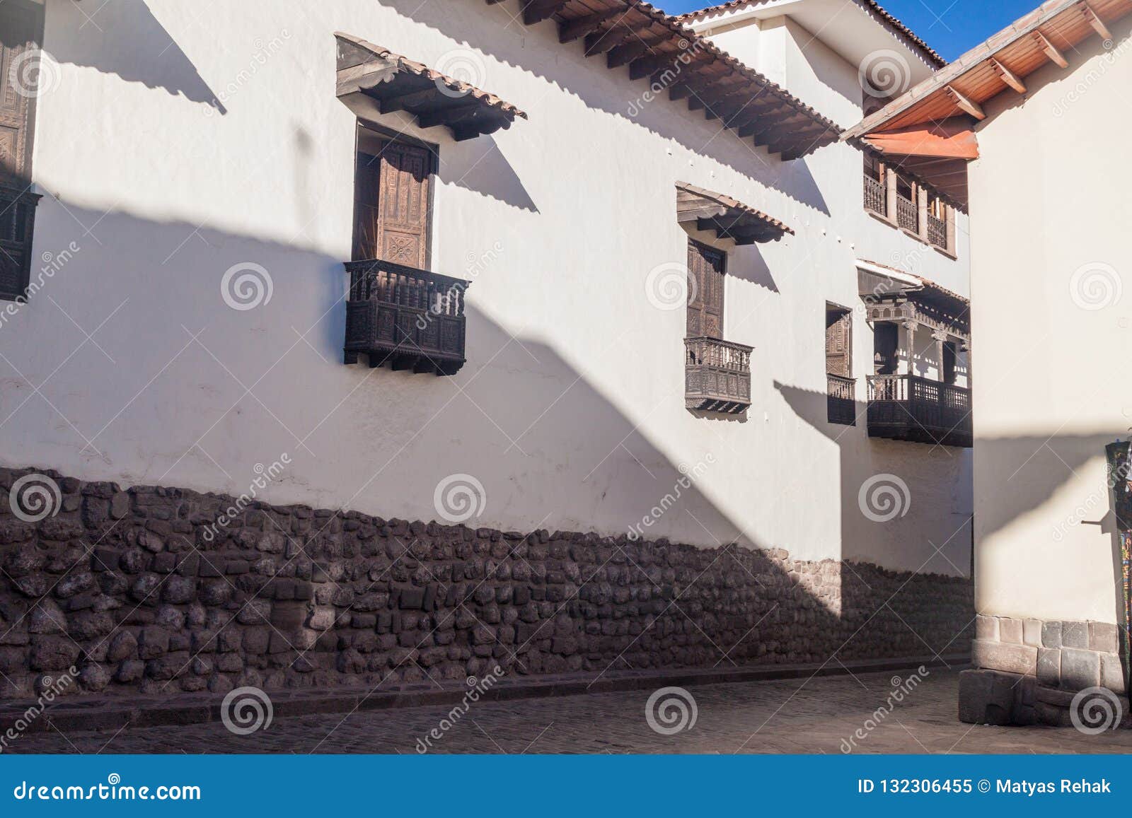 Colonial Houses Built on Ancient Inca Foundations Stock Image - Image ...
